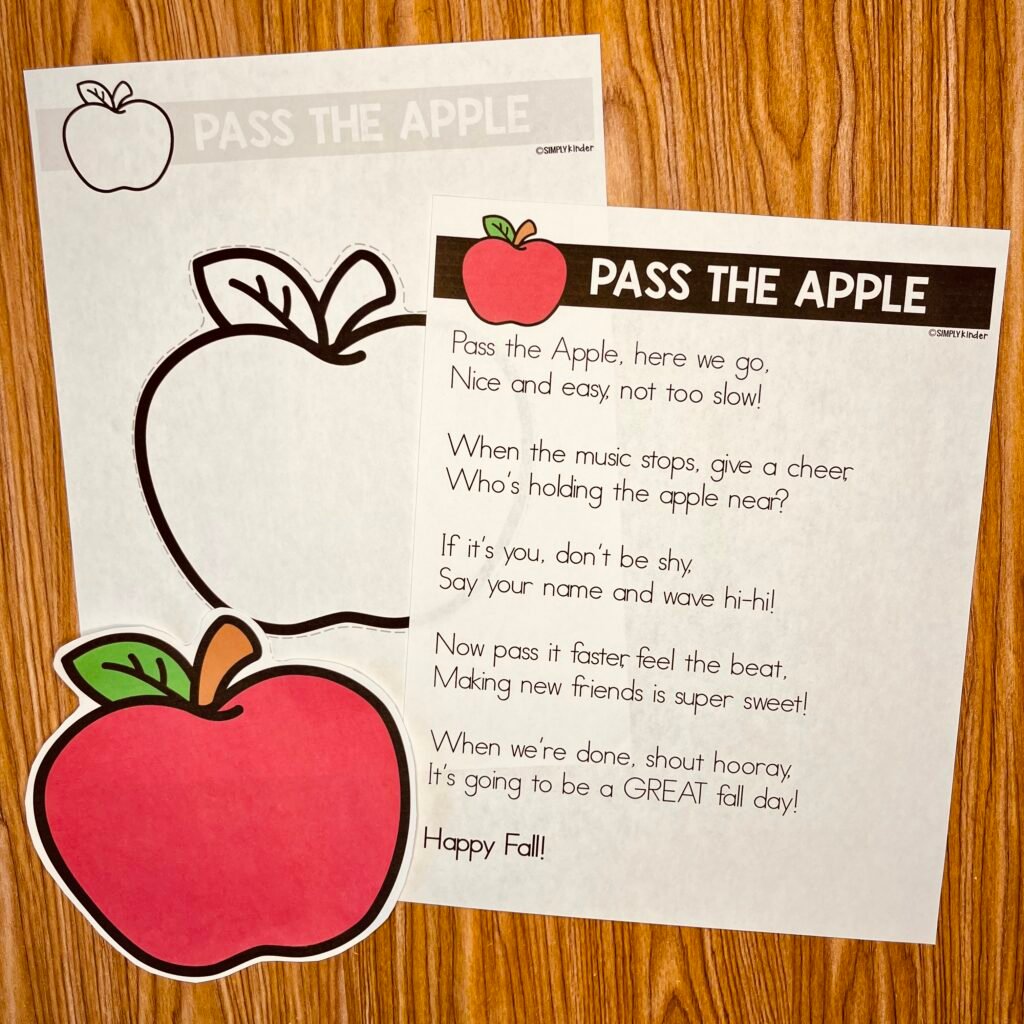 FREE Pass the Apple Poem - Simply Kinder + Printable Membership