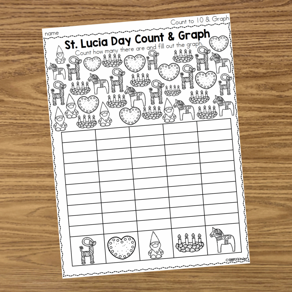 St. Lucia Day Graphing Printable - Simply Kinder + Printable Membership