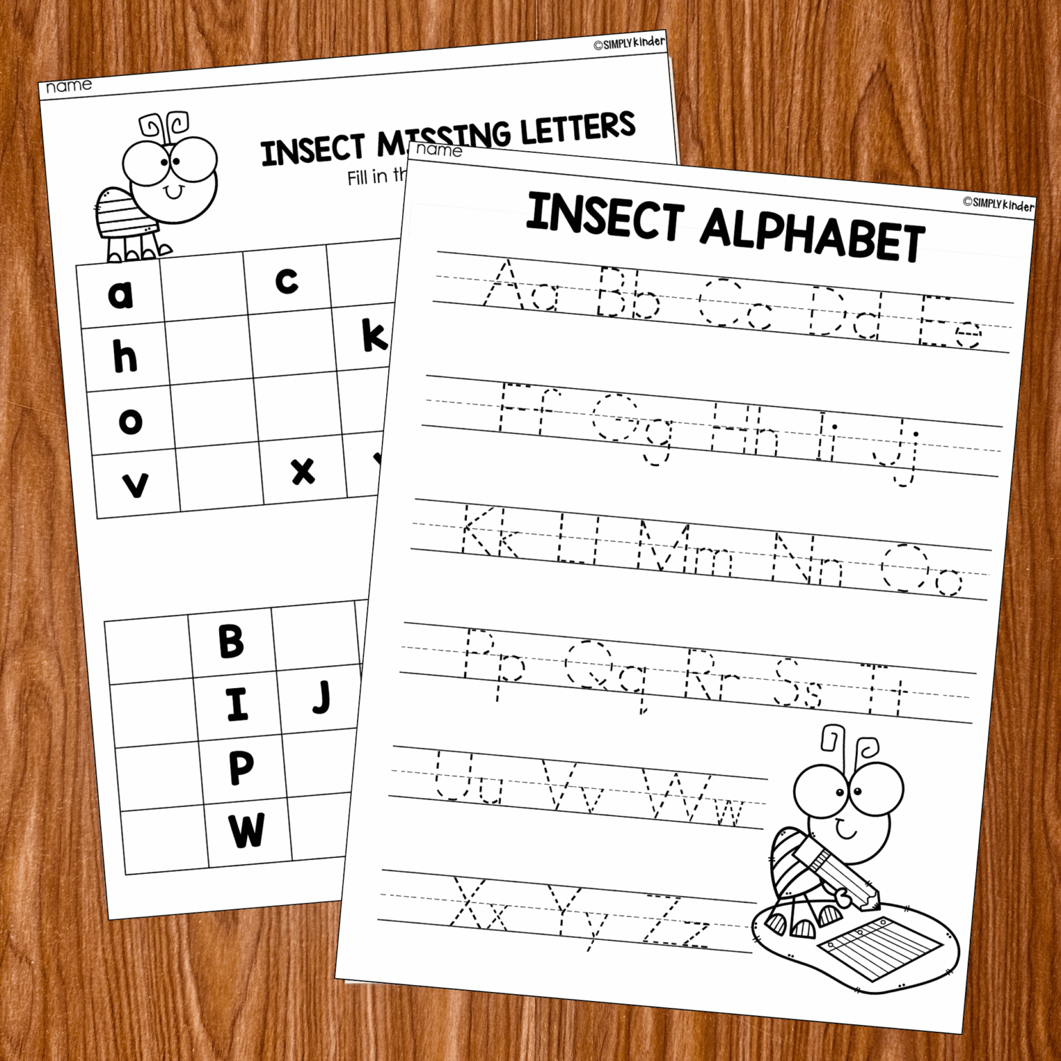 Insects Alphabet No Prep Printables - Simply Kinder Plus Printables ...
