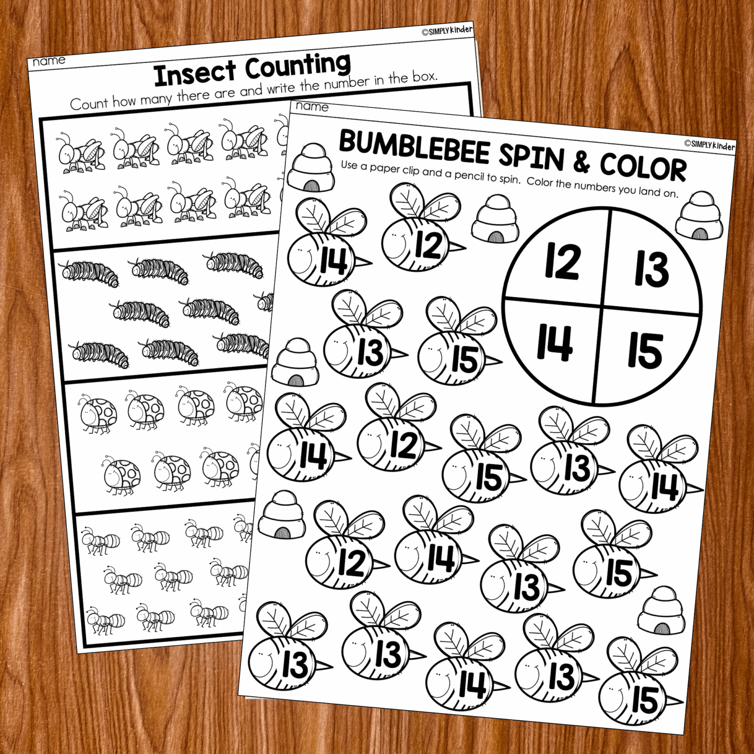Insects Numbers and Counting Printables - Simply Kinder + Printable ...