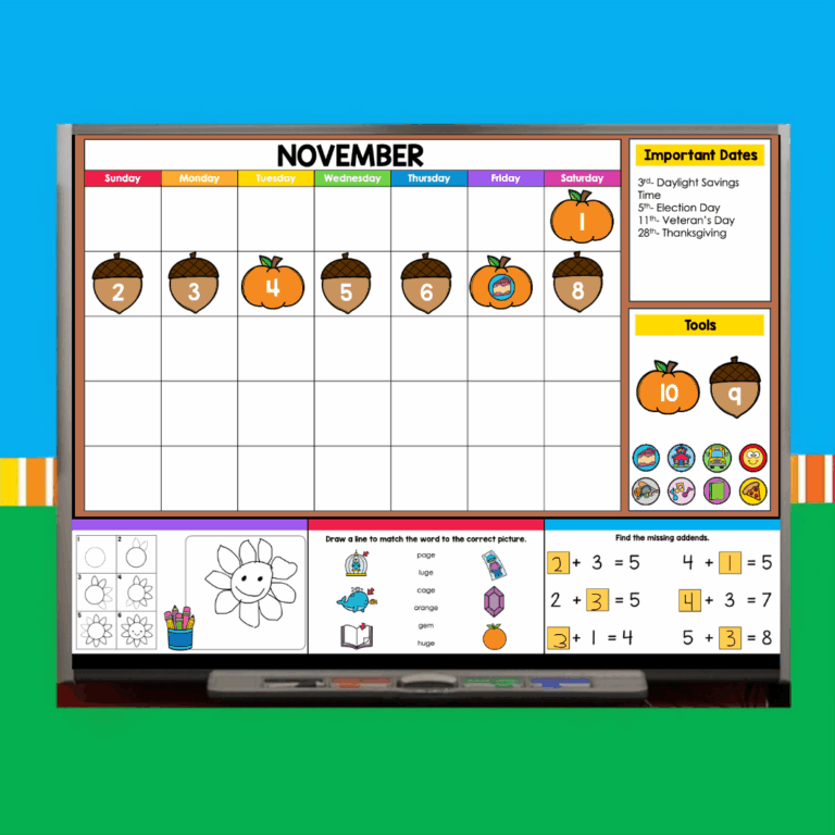 November Morning Meeting Slides First Grade - Simply Kinder + Printable ...