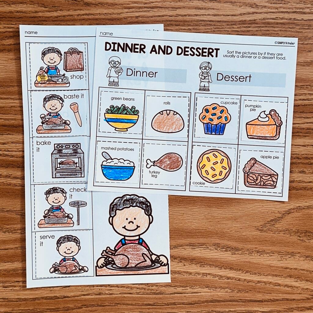 November Sequencing And Sorting Printables - Simply Kinder + Printable ...