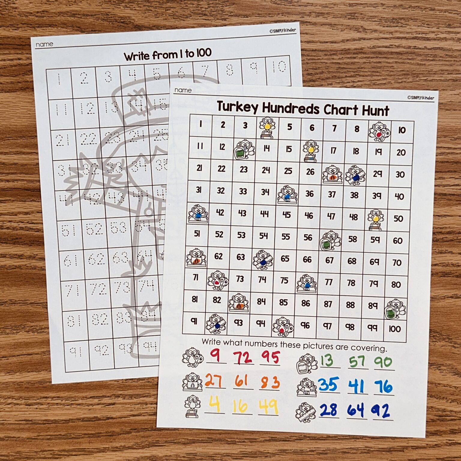 November Hundreds Chart Printables - Simply Kinder + Printable Membership