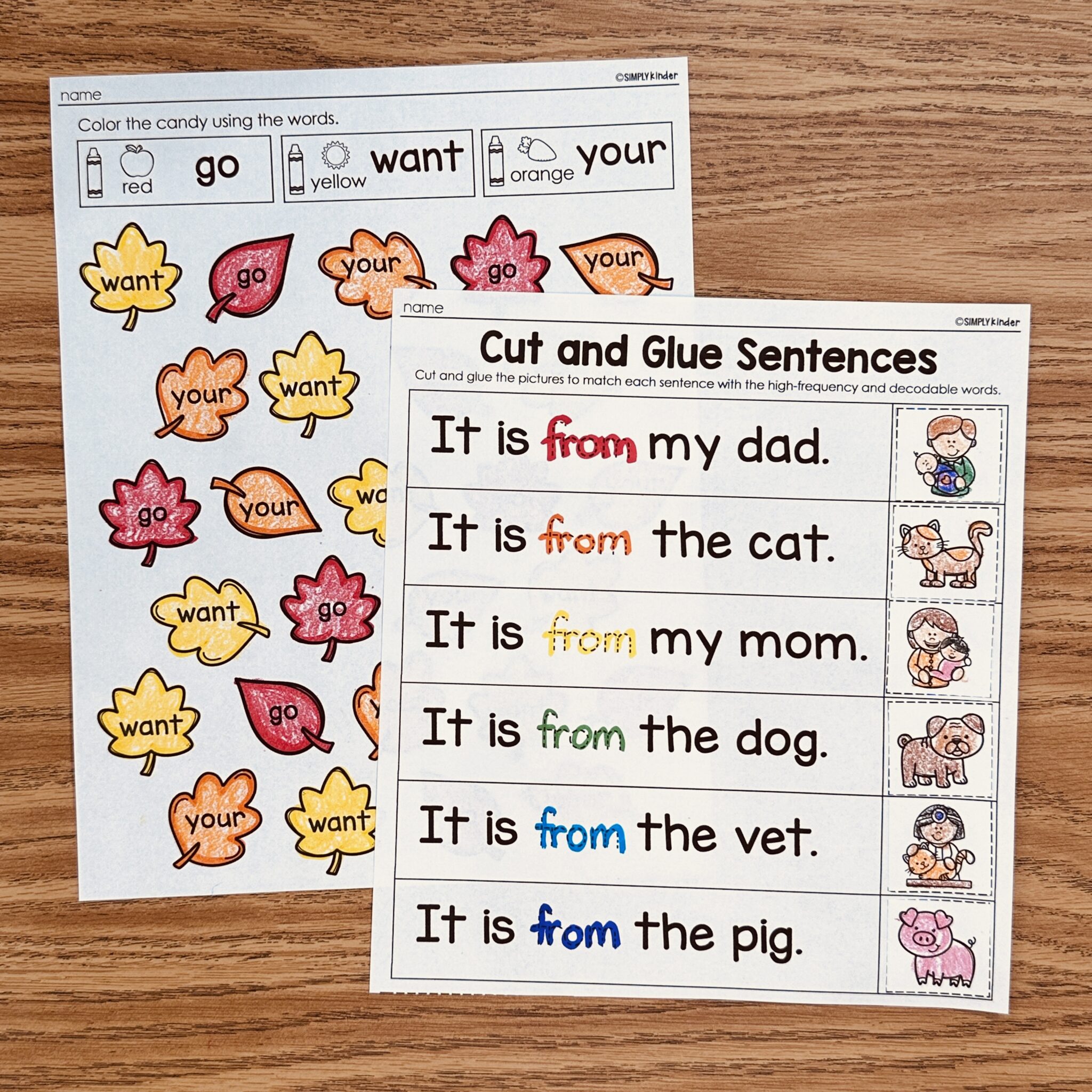 November Sight Word Printables - Simply Kinder + Printable Membership