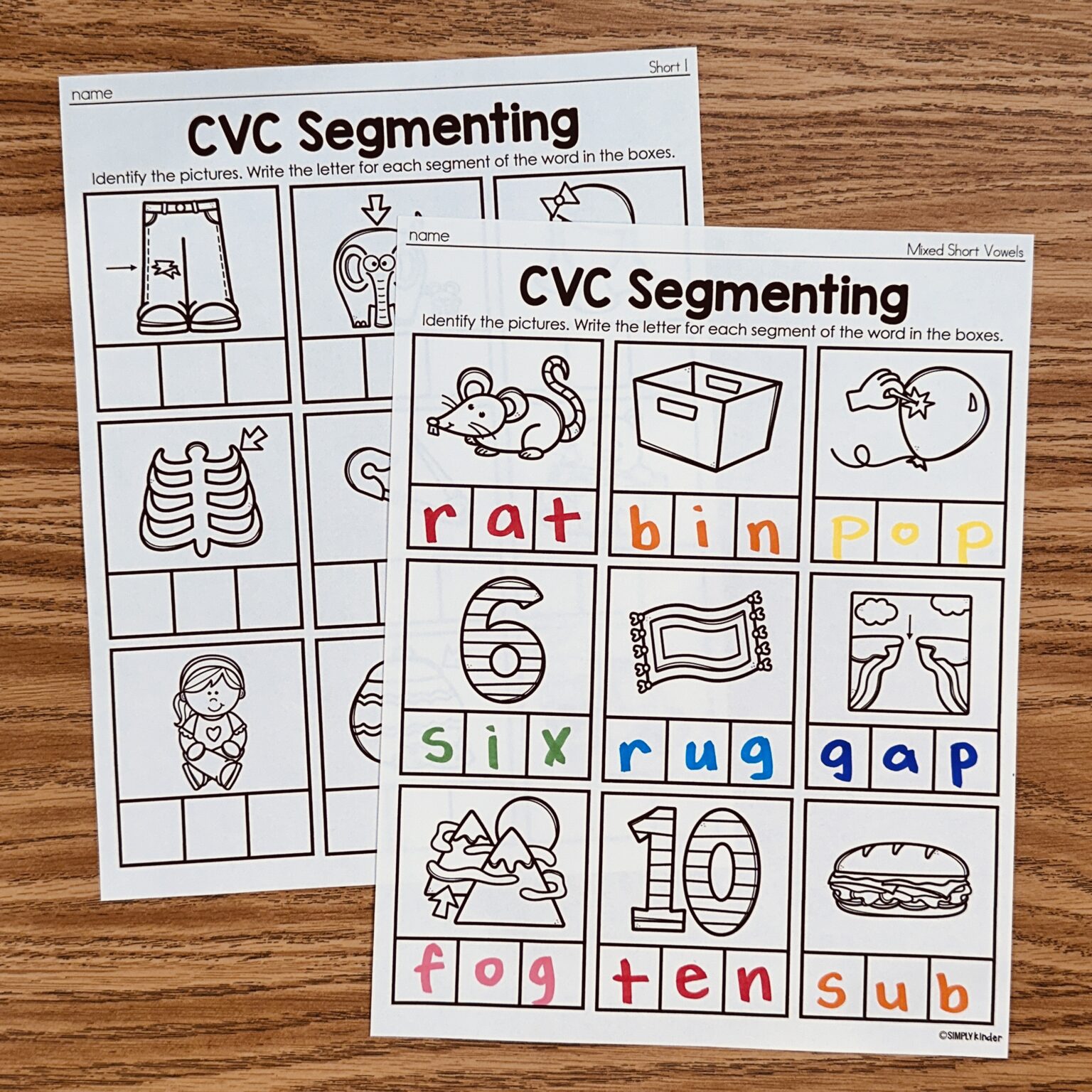 November CVC Segmenting Printables - Simply Kinder + Printable Membership