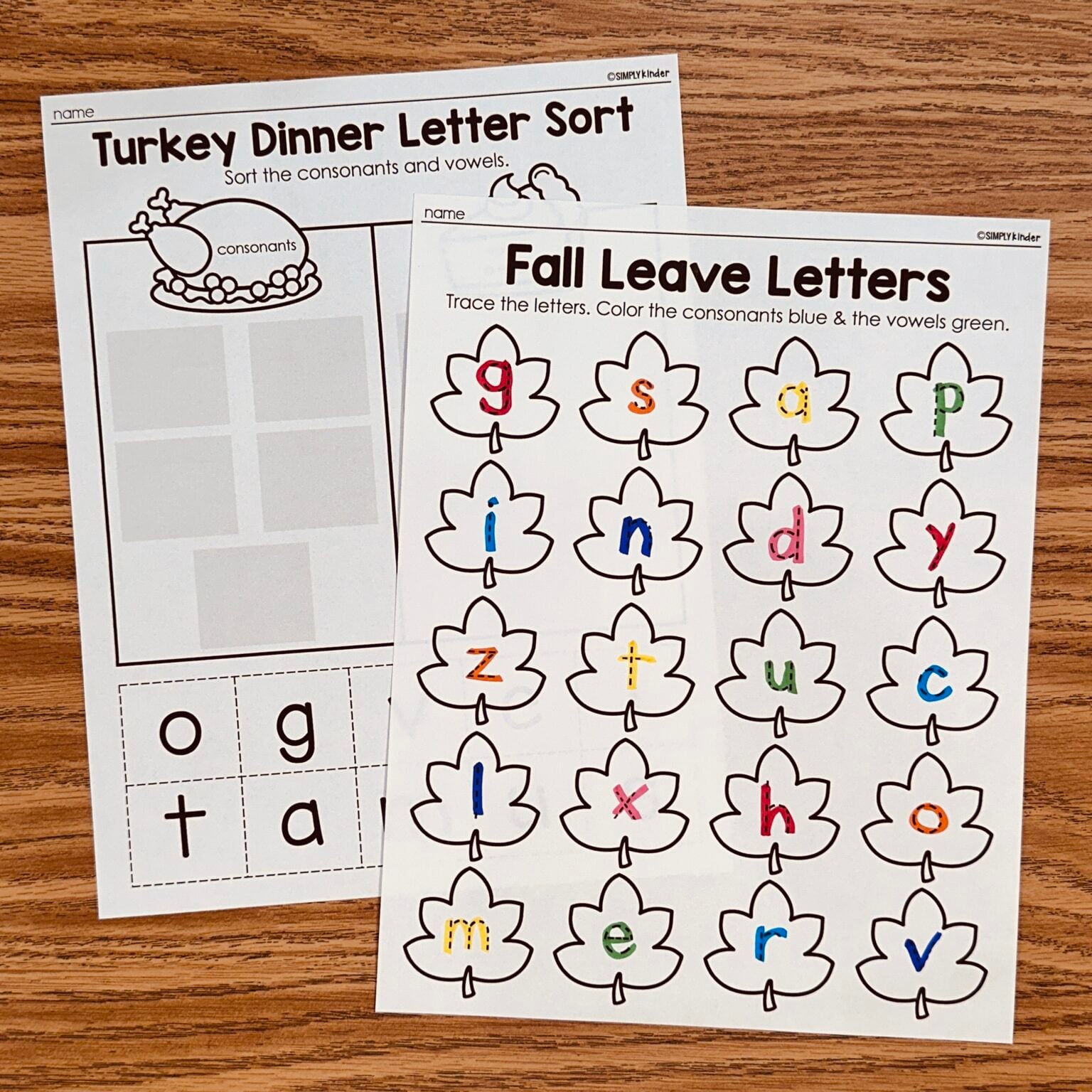 November Alphabet Printables - Simply Kinder + Printable Membership