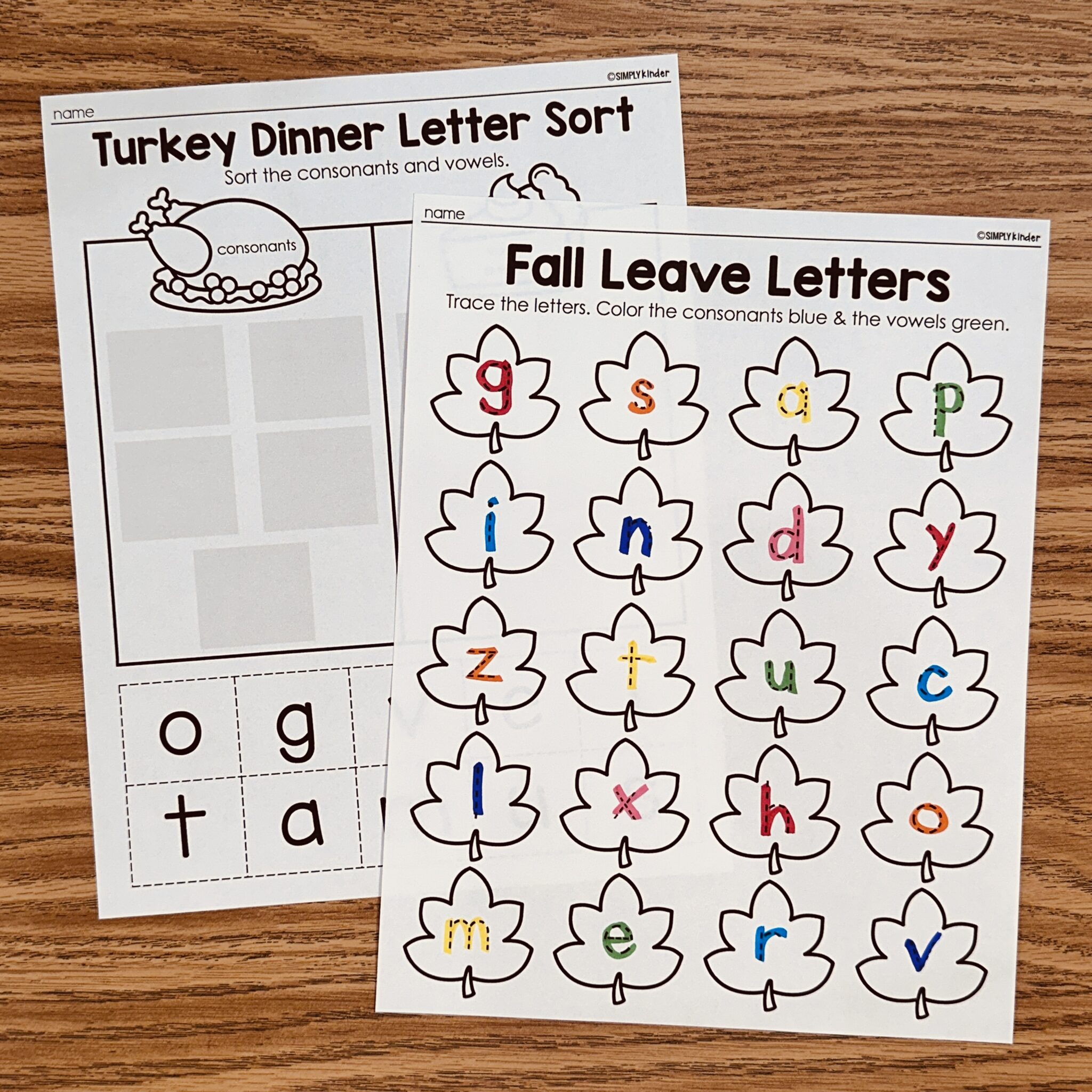 November Alphabet Printables - Simply Kinder + Printable Membership