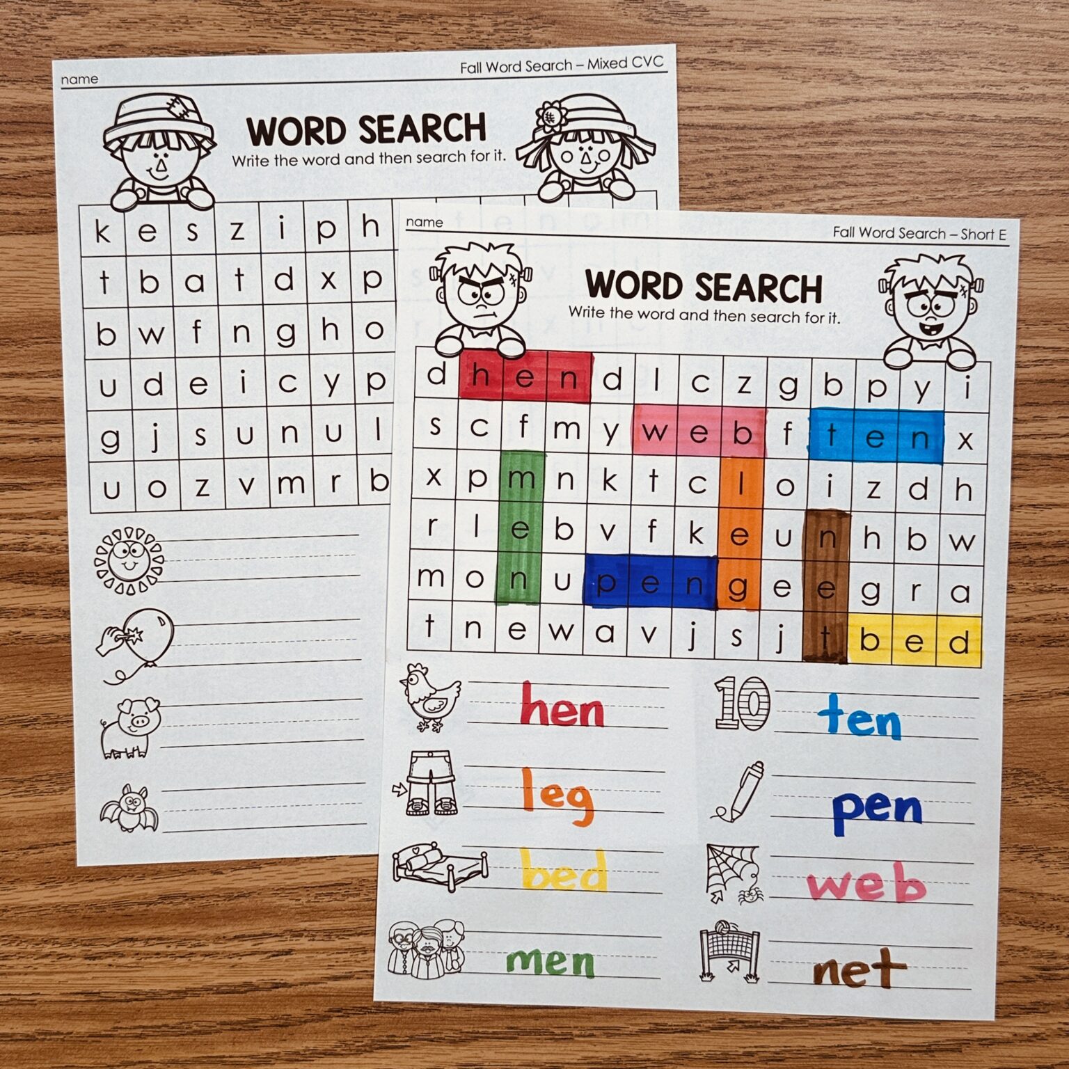 Halloween CVC Word Search Printables - Simply Kinder + Printable Membership