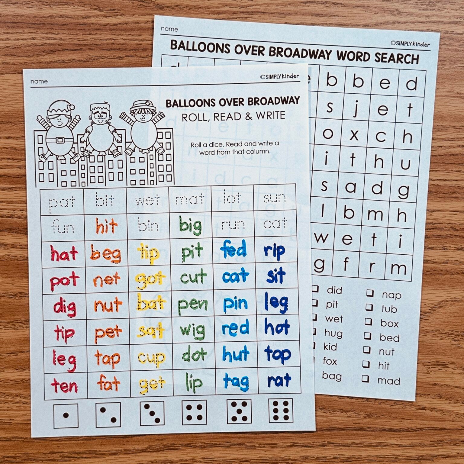Balloons Over Broadway CVC Printables - Simply Kinder + Printable ...