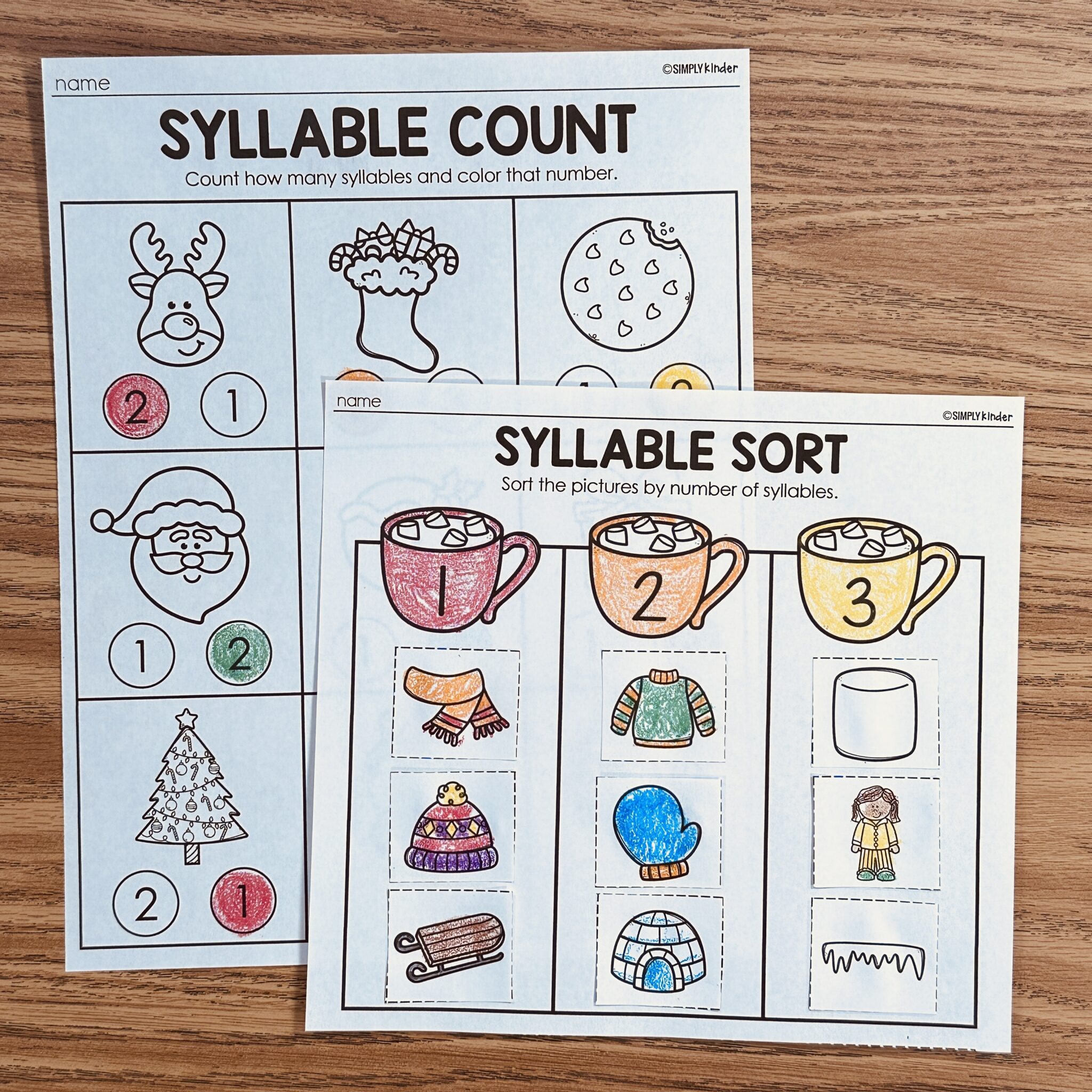 December Syllables Printables - Simply Kinder + Printable Membership