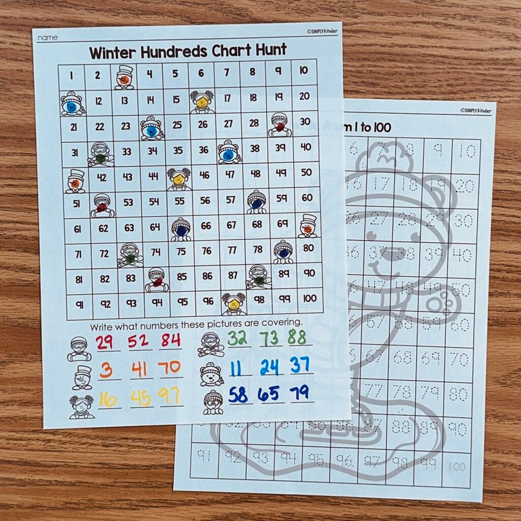 December Hundreds Chart Printables - Simply Kinder + Printable Membership