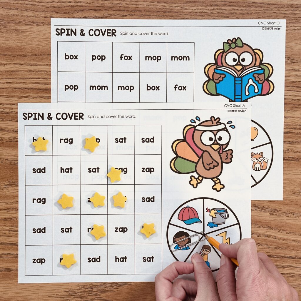 Thanksgiving CVC Spin And Cover No Prep Game - Simply Kinder ...