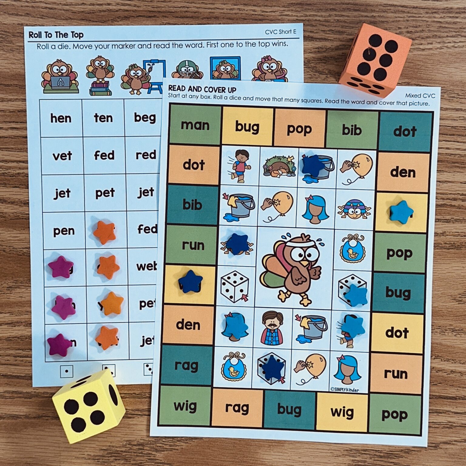 Thanksgiving CVC No Prep Games - Simply Kinder + Printable Membership