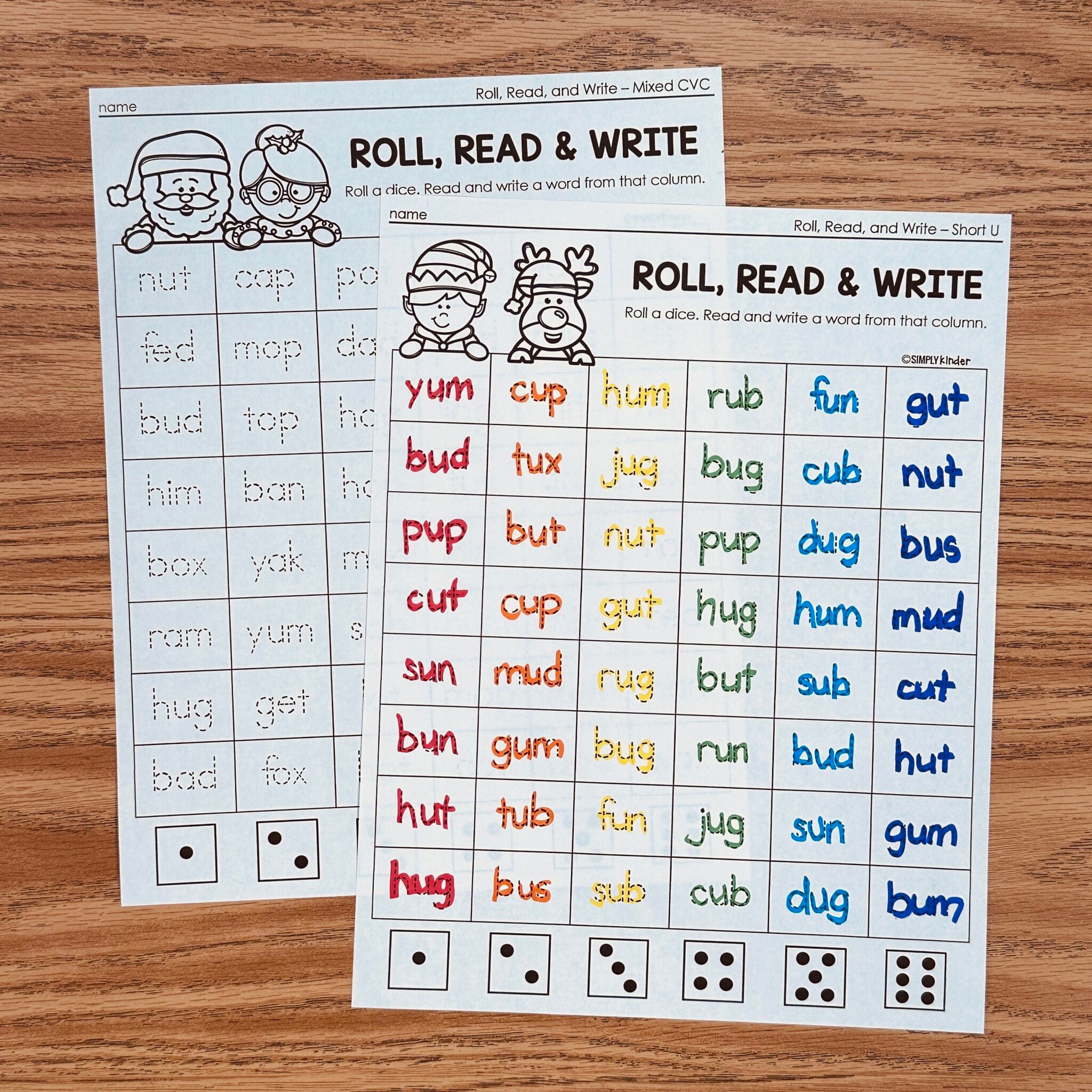 Christmas CVC Roll, Read, And Write - Simply Kinder + Printable Membership