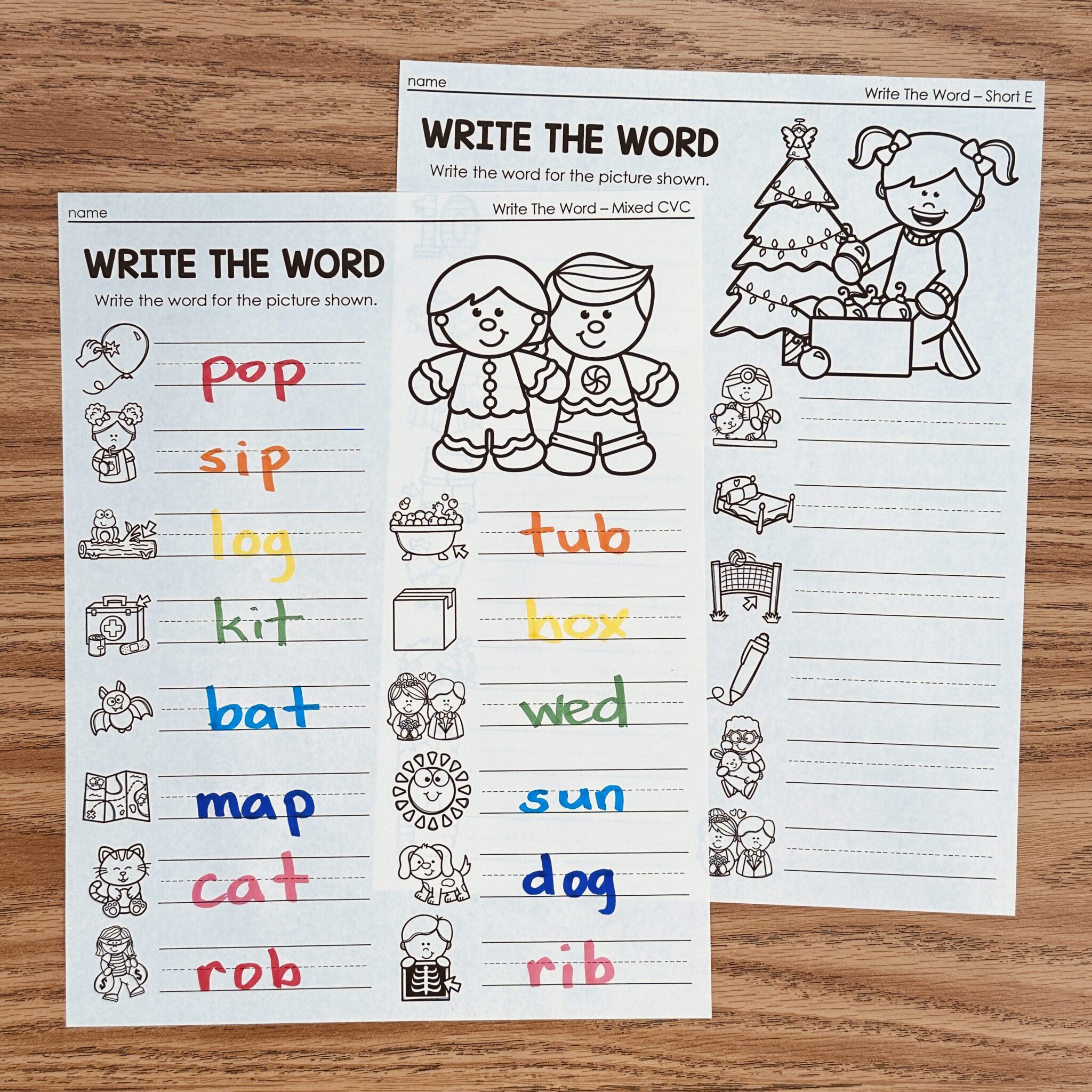 Christmas CVC Write The Word Printables - Simply Kinder + Printable ...