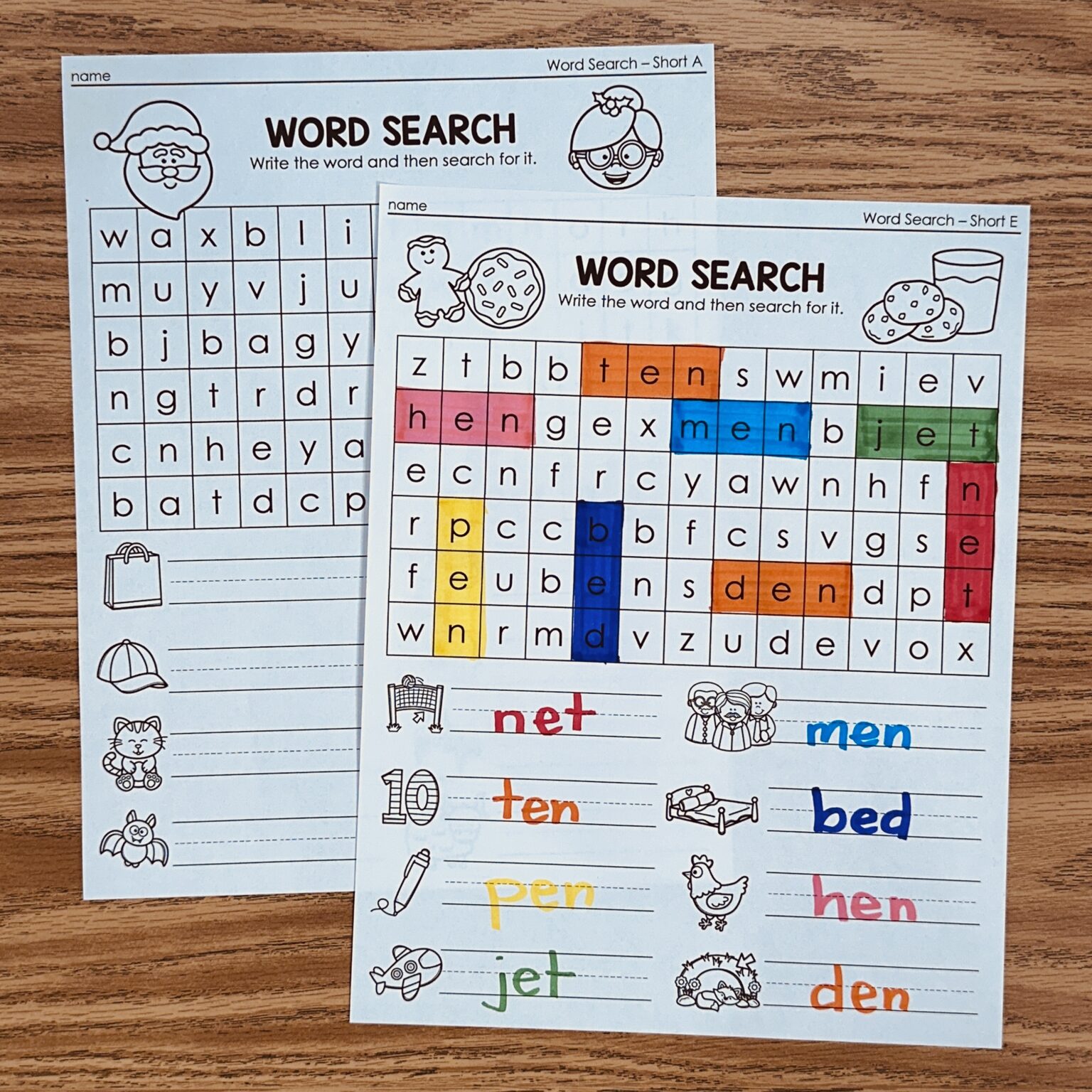 Christmas CVC Word Search Printables - Simply Kinder + Printable Membership