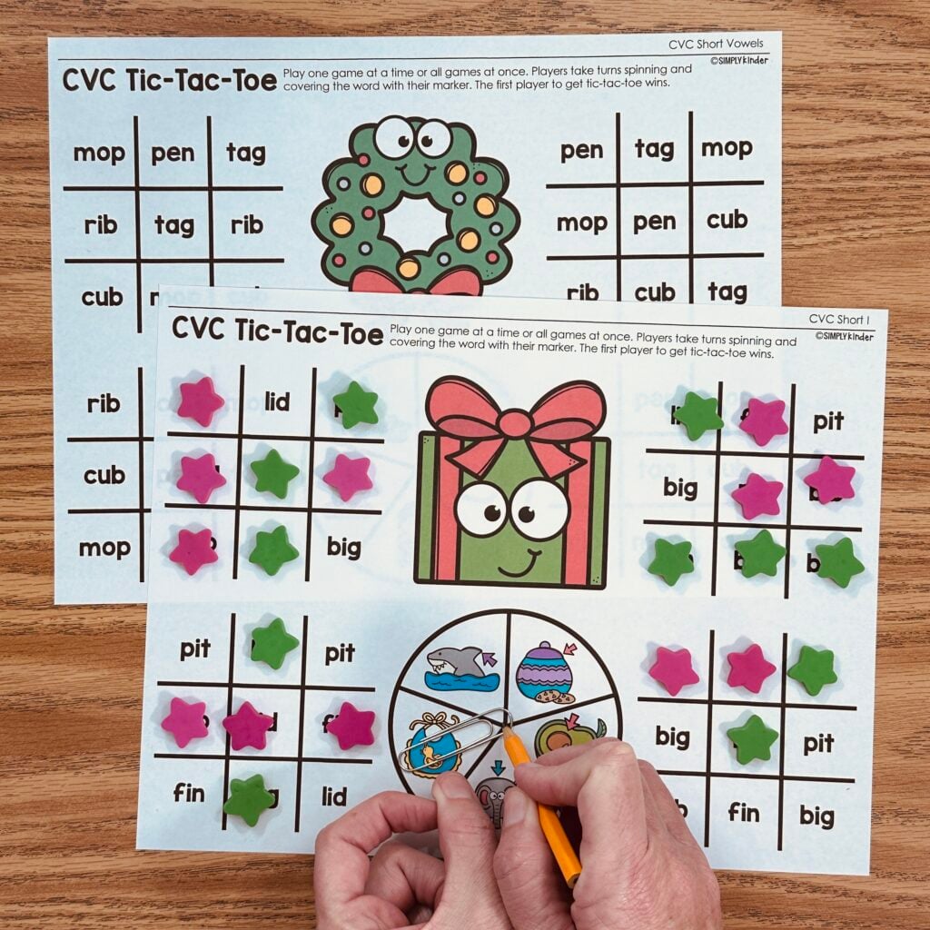 Winter CVC Tic-Tac-Toe No Prep Game - Simply Kinder + Printable Membership