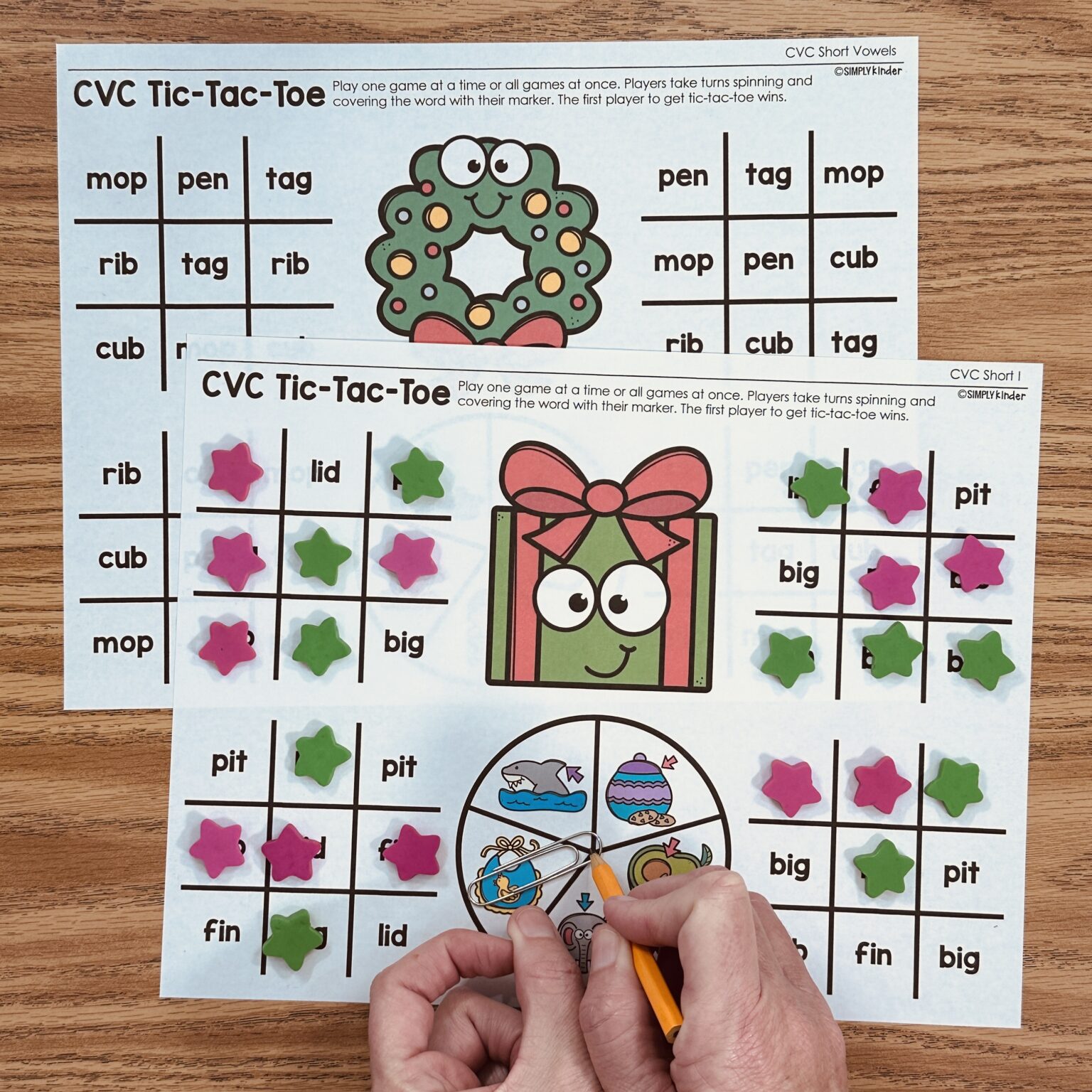 Winter CVC Tic-Tac-Toe No Prep Game - Simply Kinder + Printable Membership