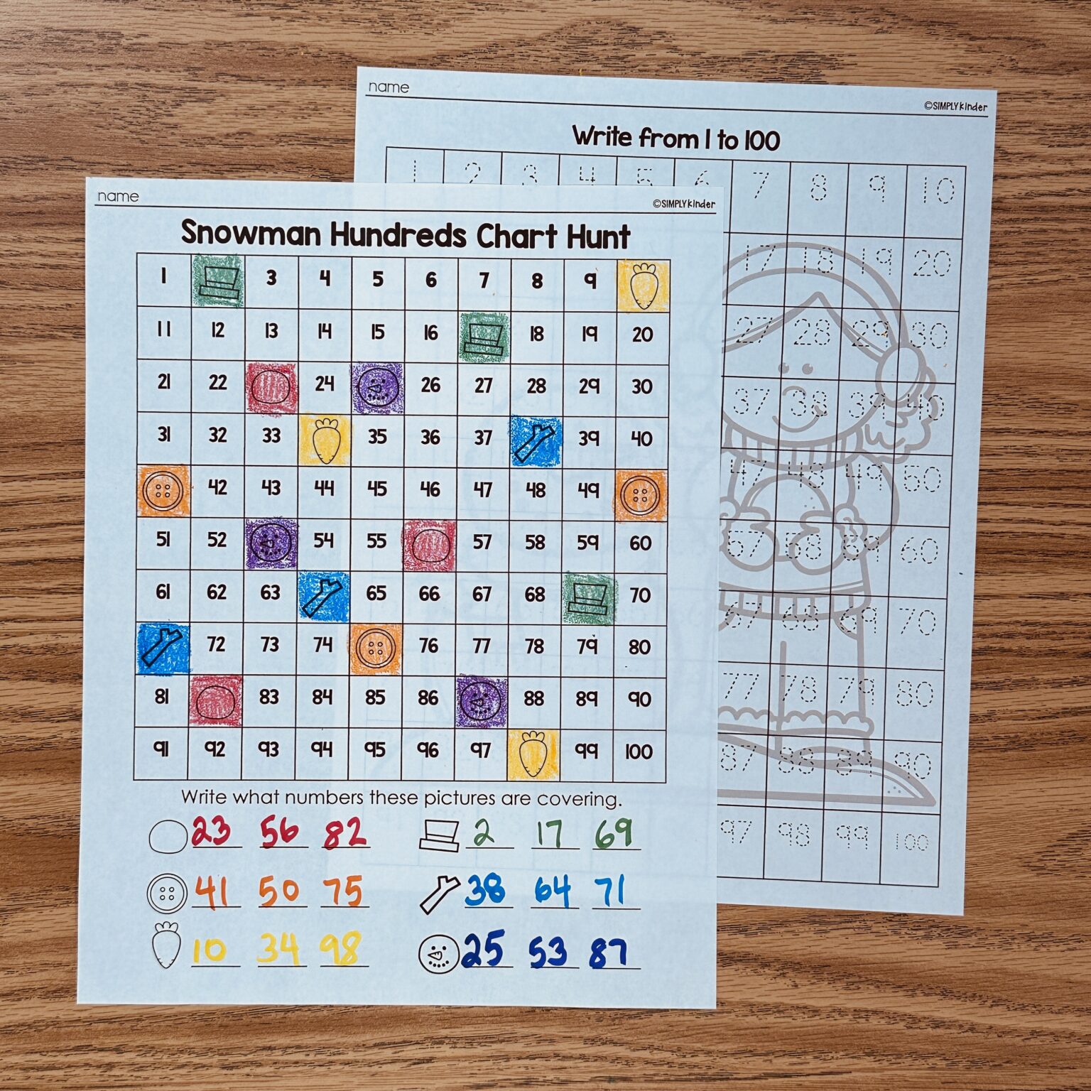 January Hundreds Chart Printables - Simply Kinder + Printable Membership