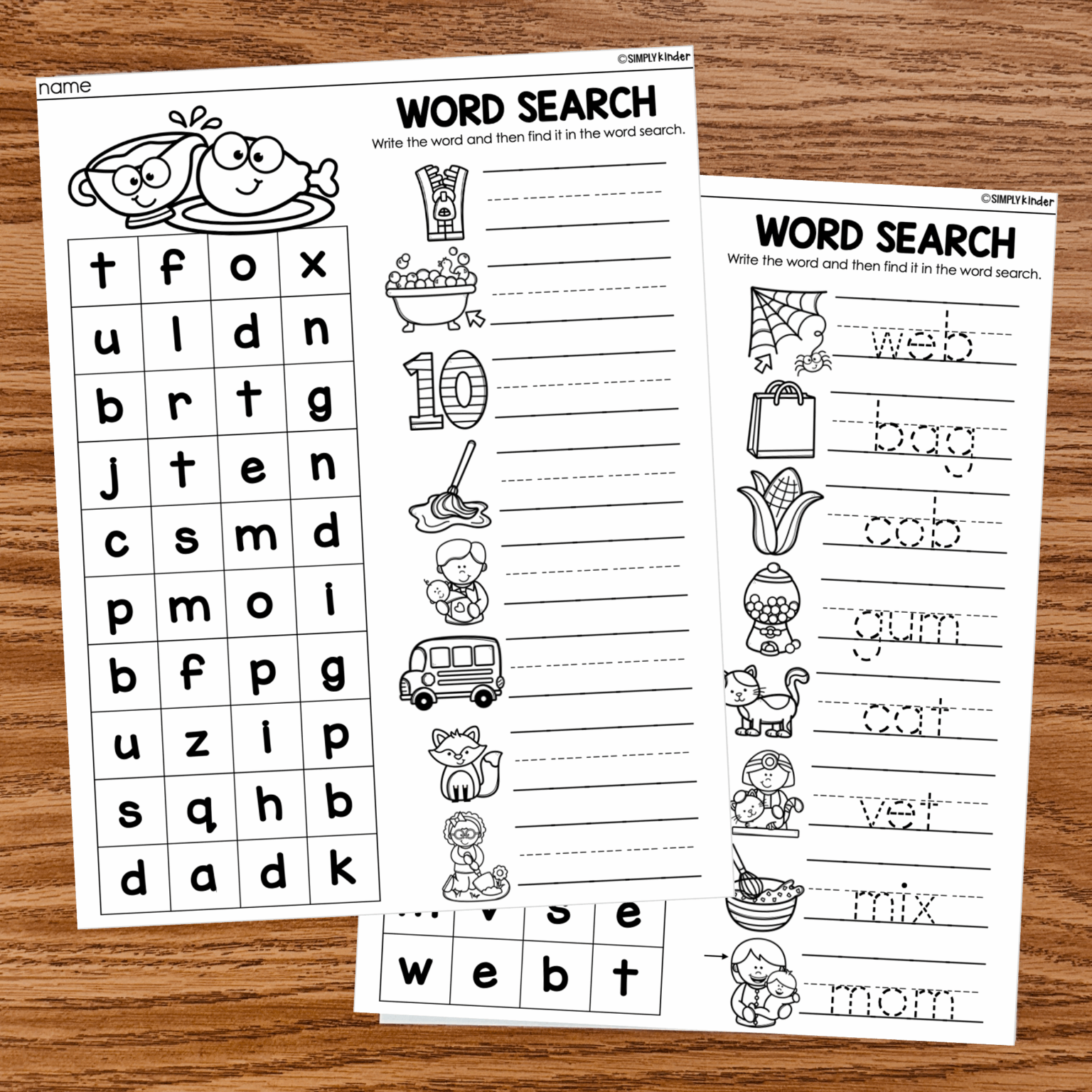 November CVC Word Search Printables - Simply Kinder + Printable Membership