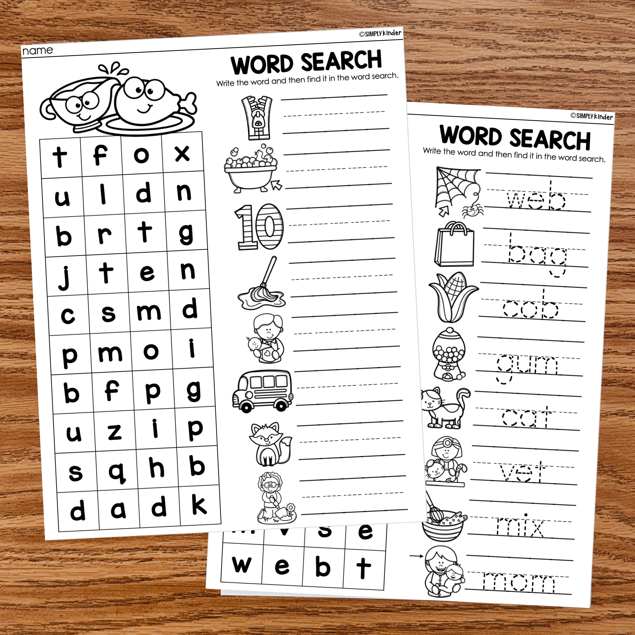 November CVC Word Search Printables - Simply Kinder + Printable Membership