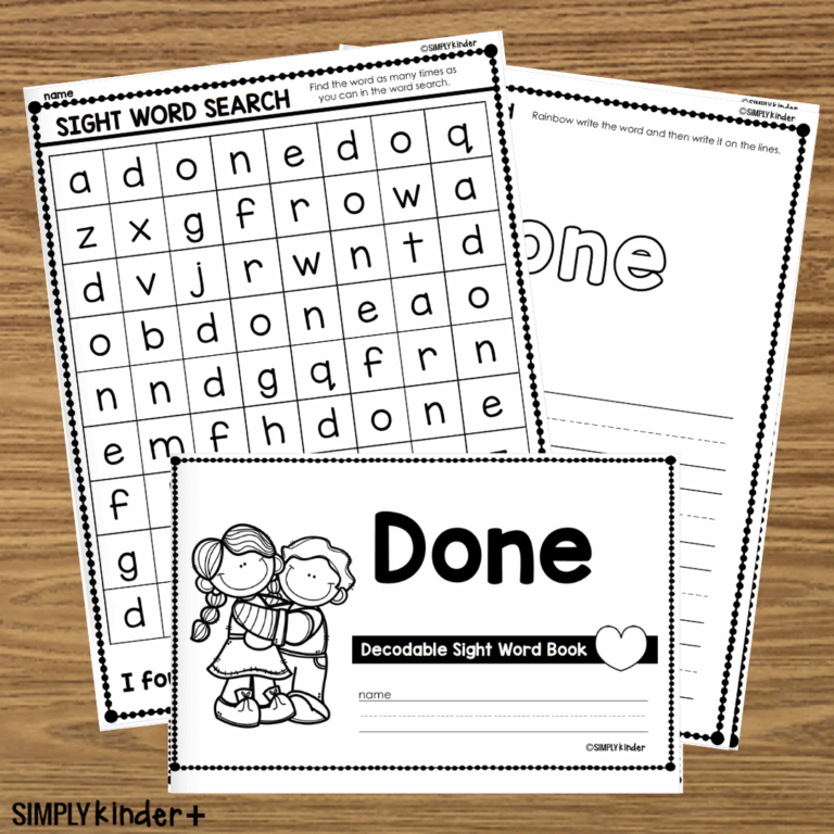 Done - Sight Word Printable Activities - Simply Kinder + Printable ...