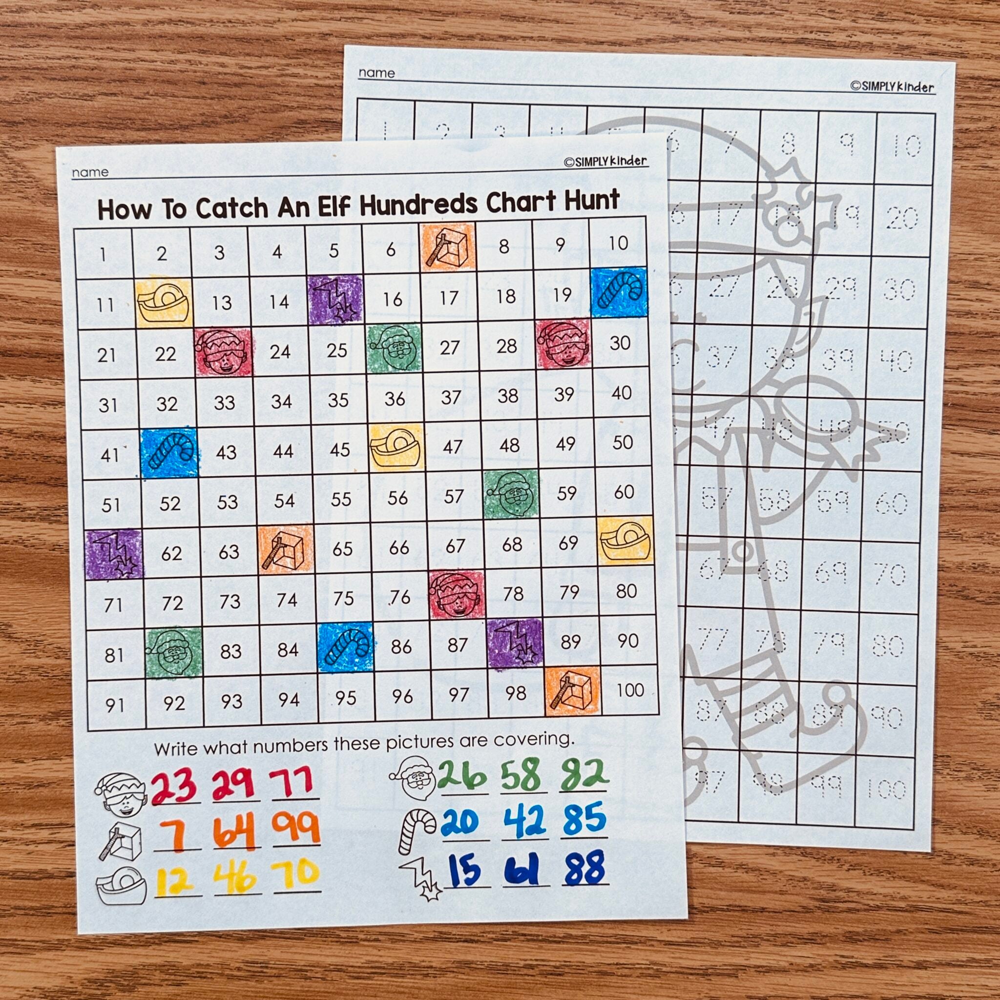 How To Catch An Elf Hundreds Chart Printables - Simply Kinder ...