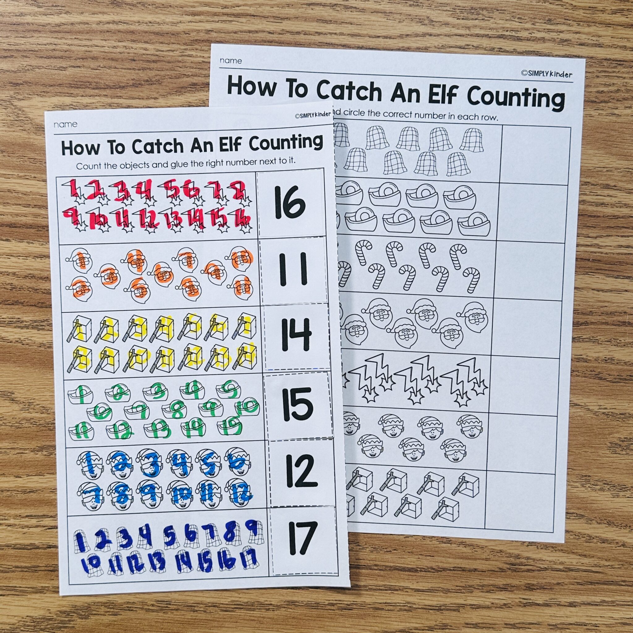 How To Catch An Elf Counting Printables - Simply Kinder + Printable ...