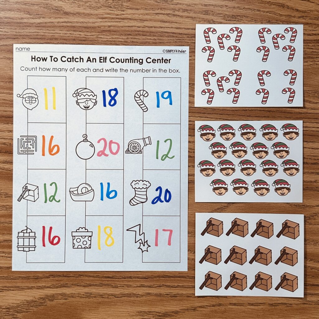 How To Catch An Elf Counting Center - Simply Kinder + Printable Membership