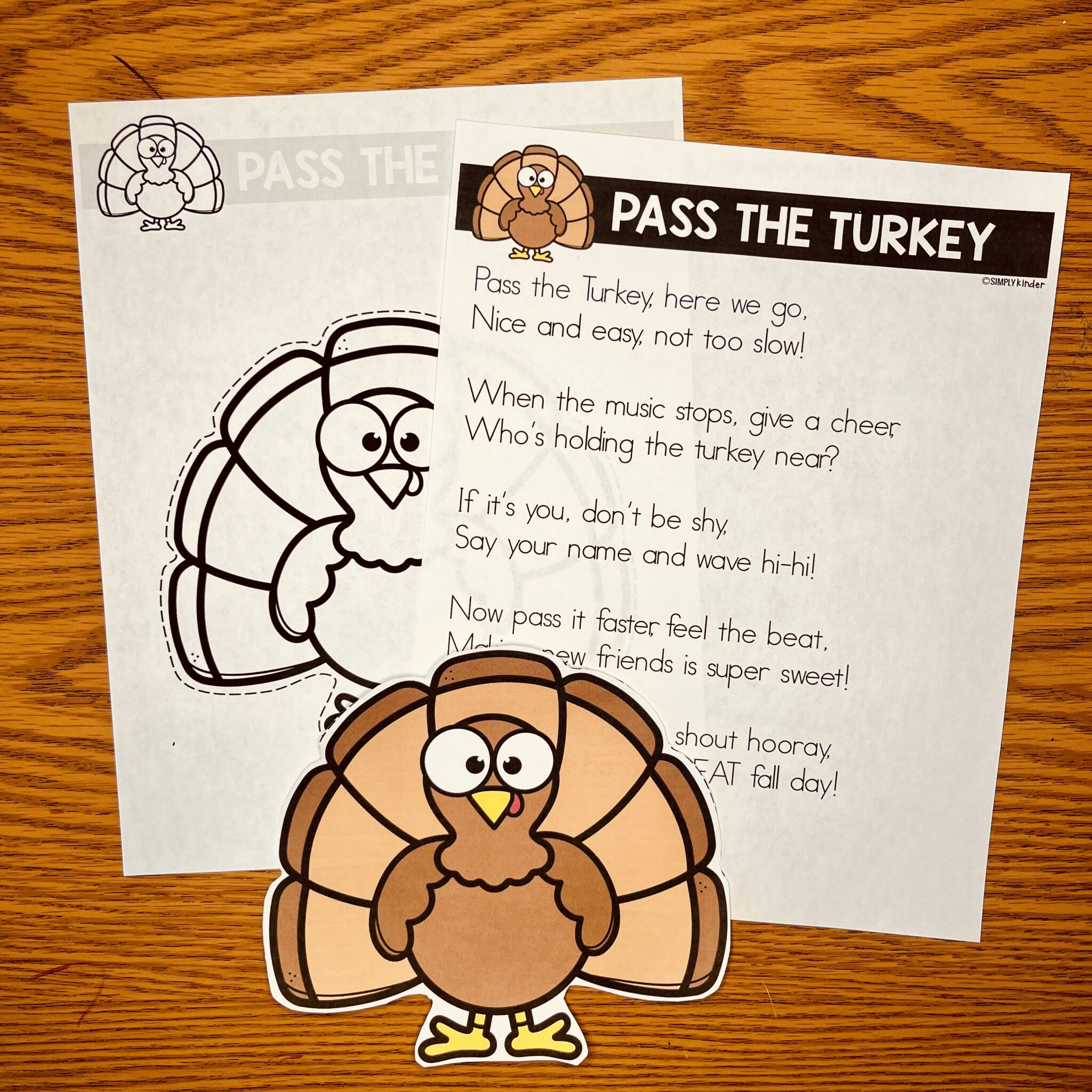 FREE Pass the Turkey Poem - Simply Kinder + Printable Membership