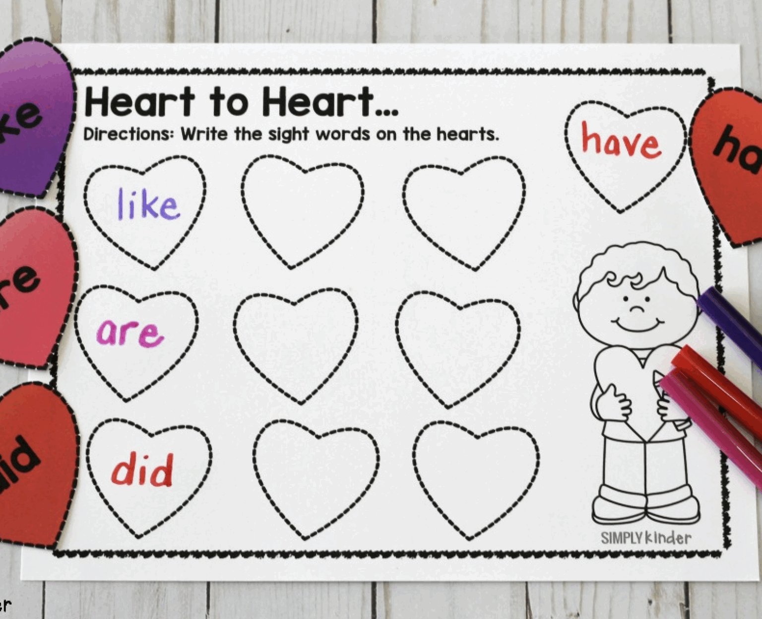 FREE Sight Word Hearts Sensory Bin - Simply Kinder + Printable Membership