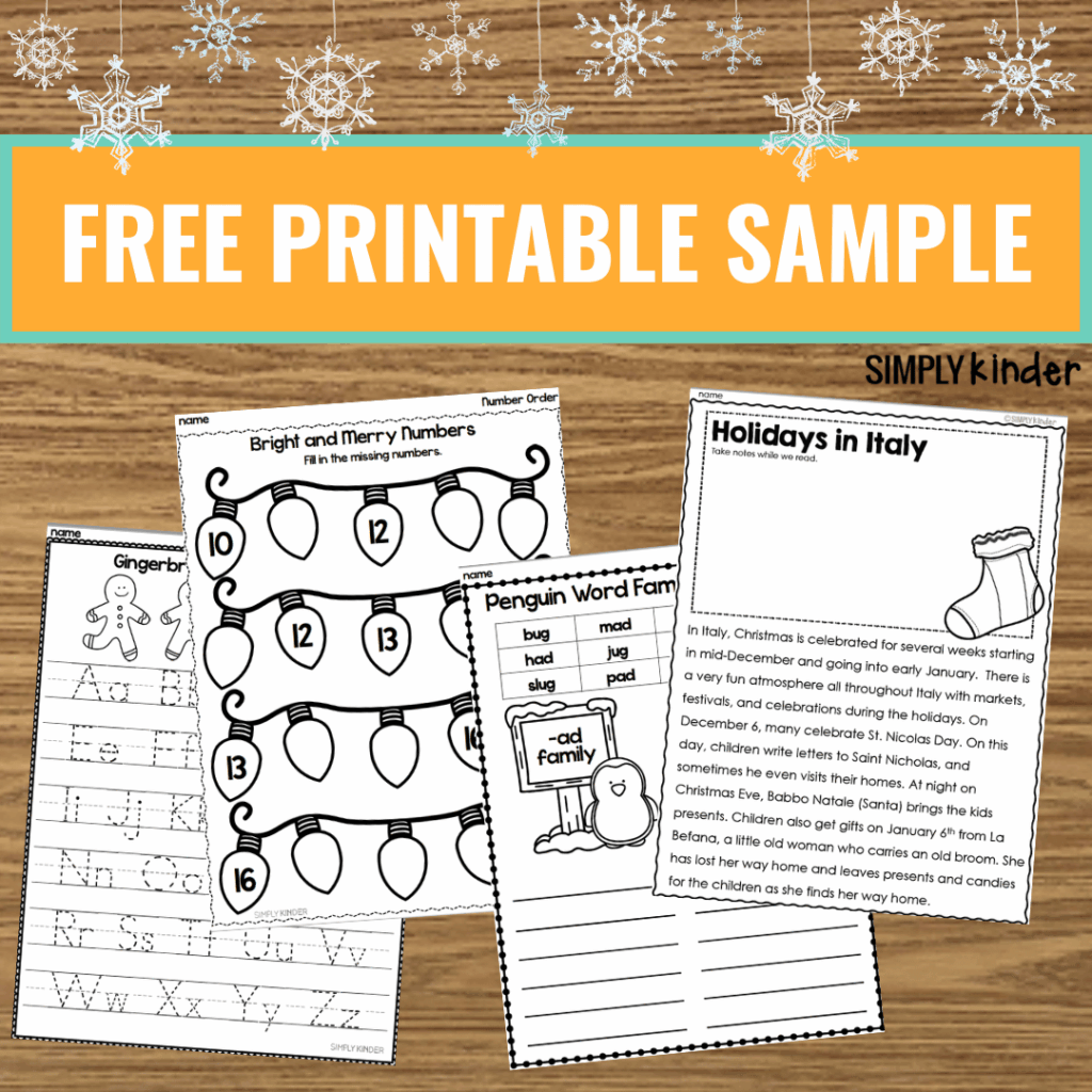 FREE Holiday Bundle Sample - Simply Kinder + Printable Membership