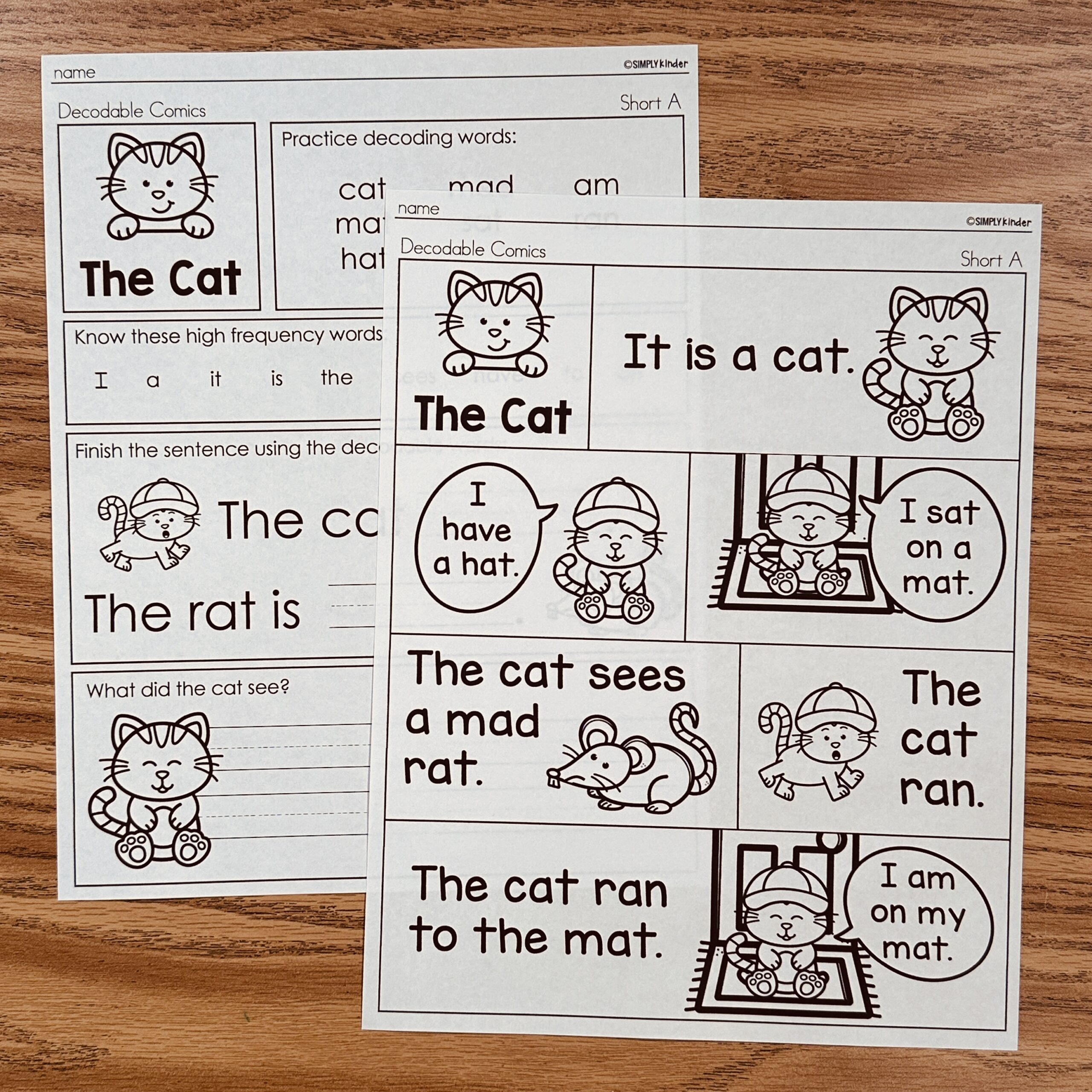 Short A Decodable Comics - Simply Kinder + Printable Membership