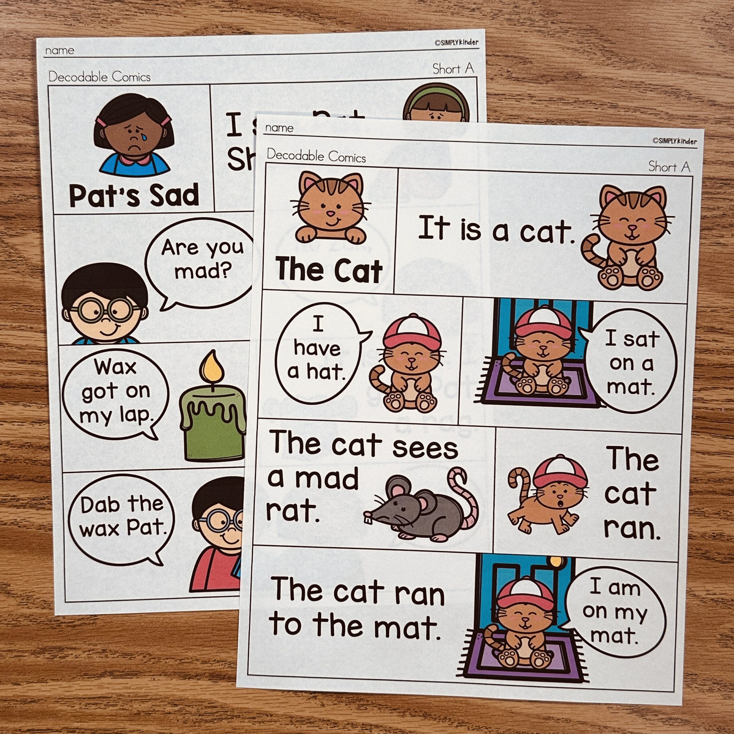 Short A Decodable Comics - Simply Kinder + Printable Membership