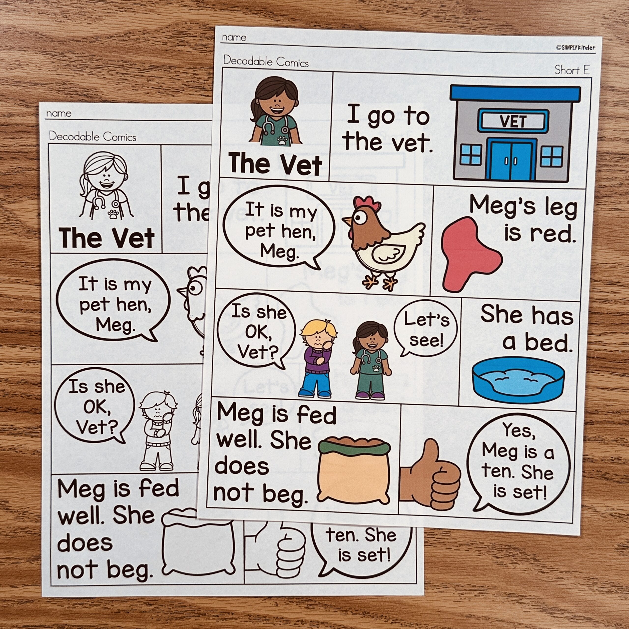 Short E Decodable Comics - Simply Kinder + Printable Membership