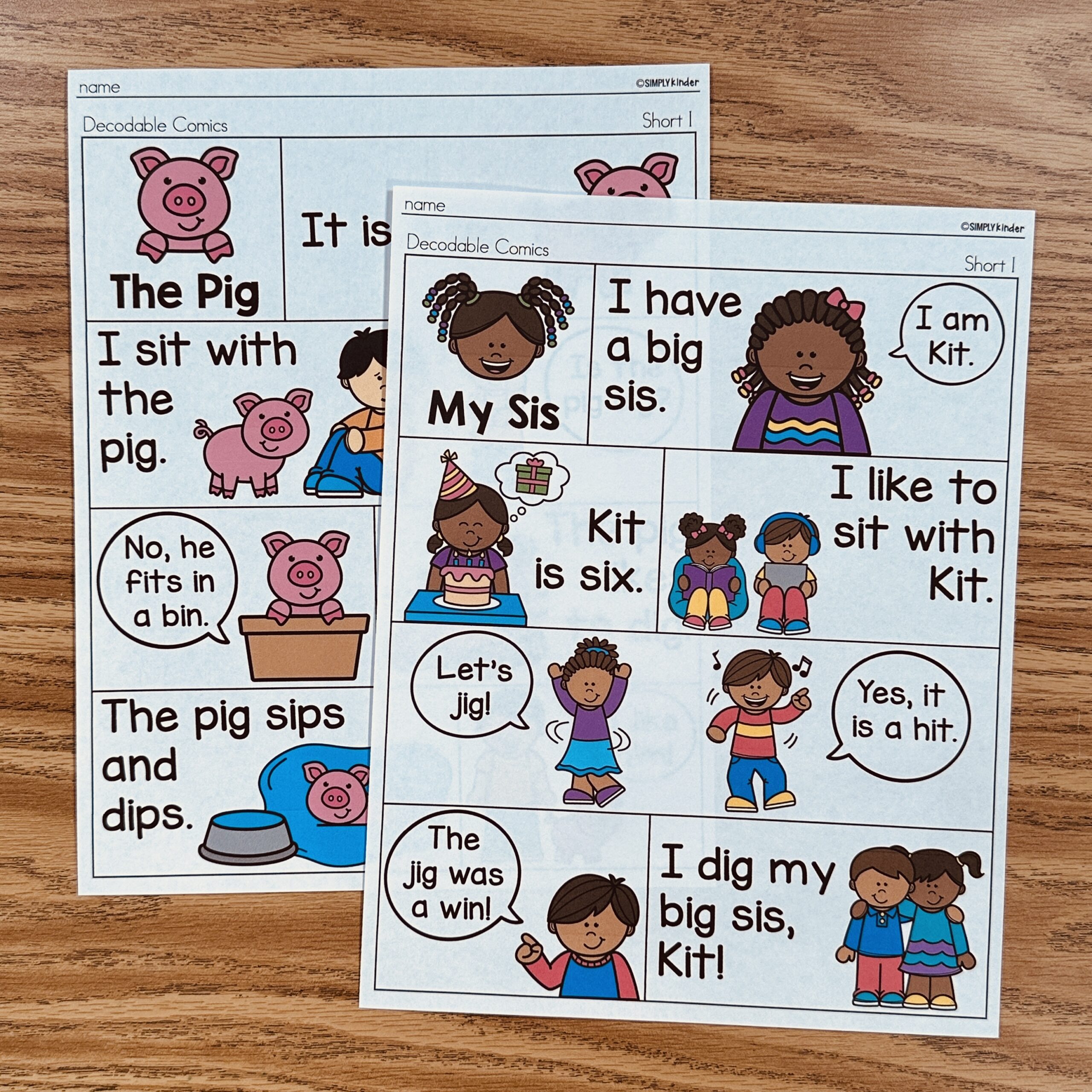 Short I Decodable Comics - Simply Kinder + Printable Membership