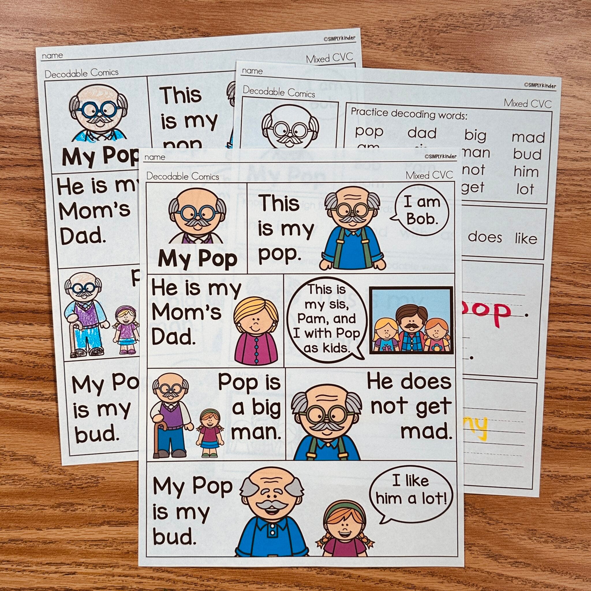 CVC Decodable Comics - Simply Kinder + Printable Membership