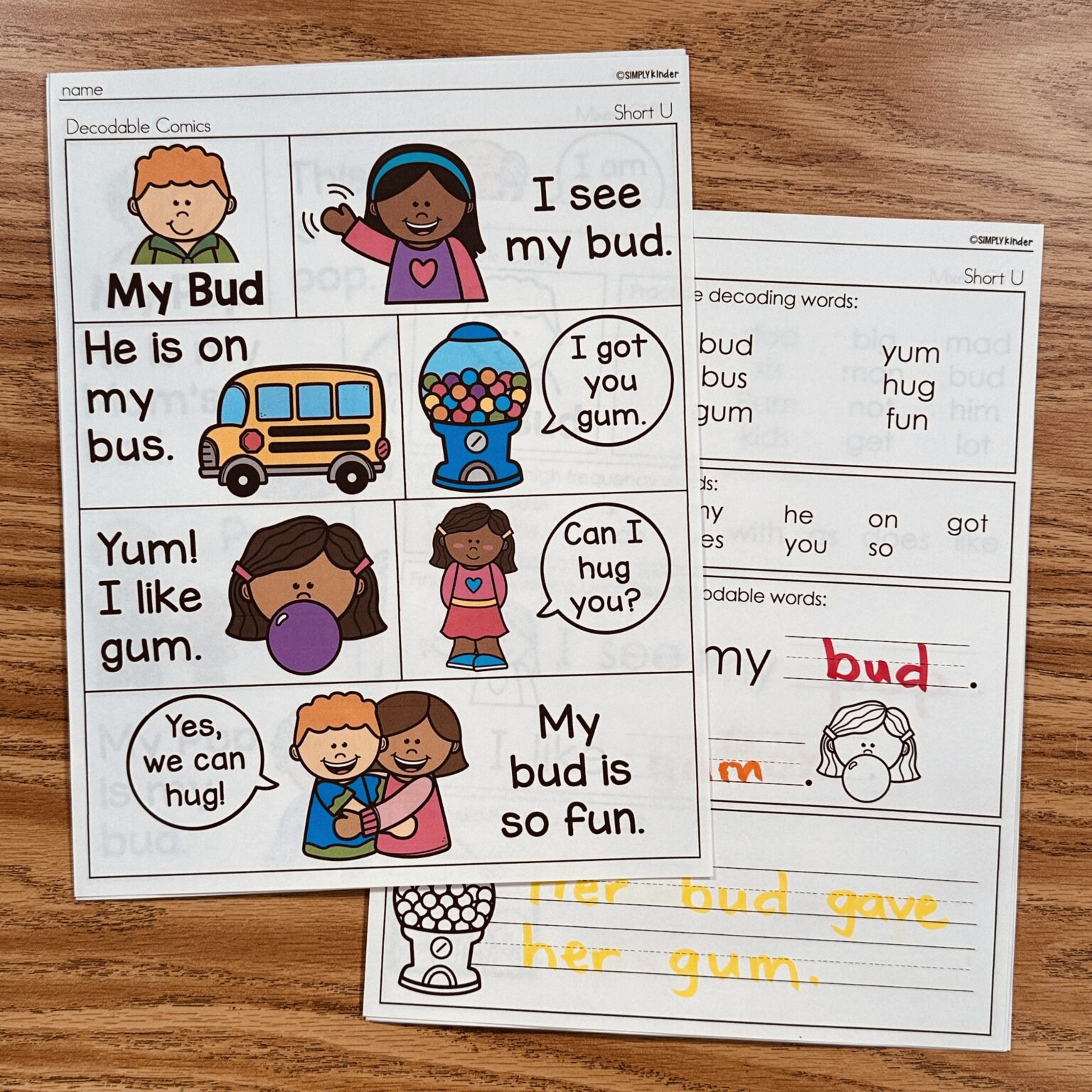 Short U Decodable Comics - Simply Kinder + Printable Membership