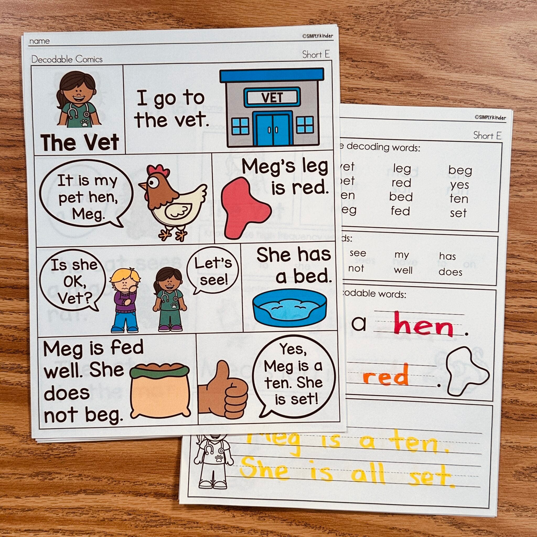 Short E Decodable Comics - Simply Kinder + Printable Membership
