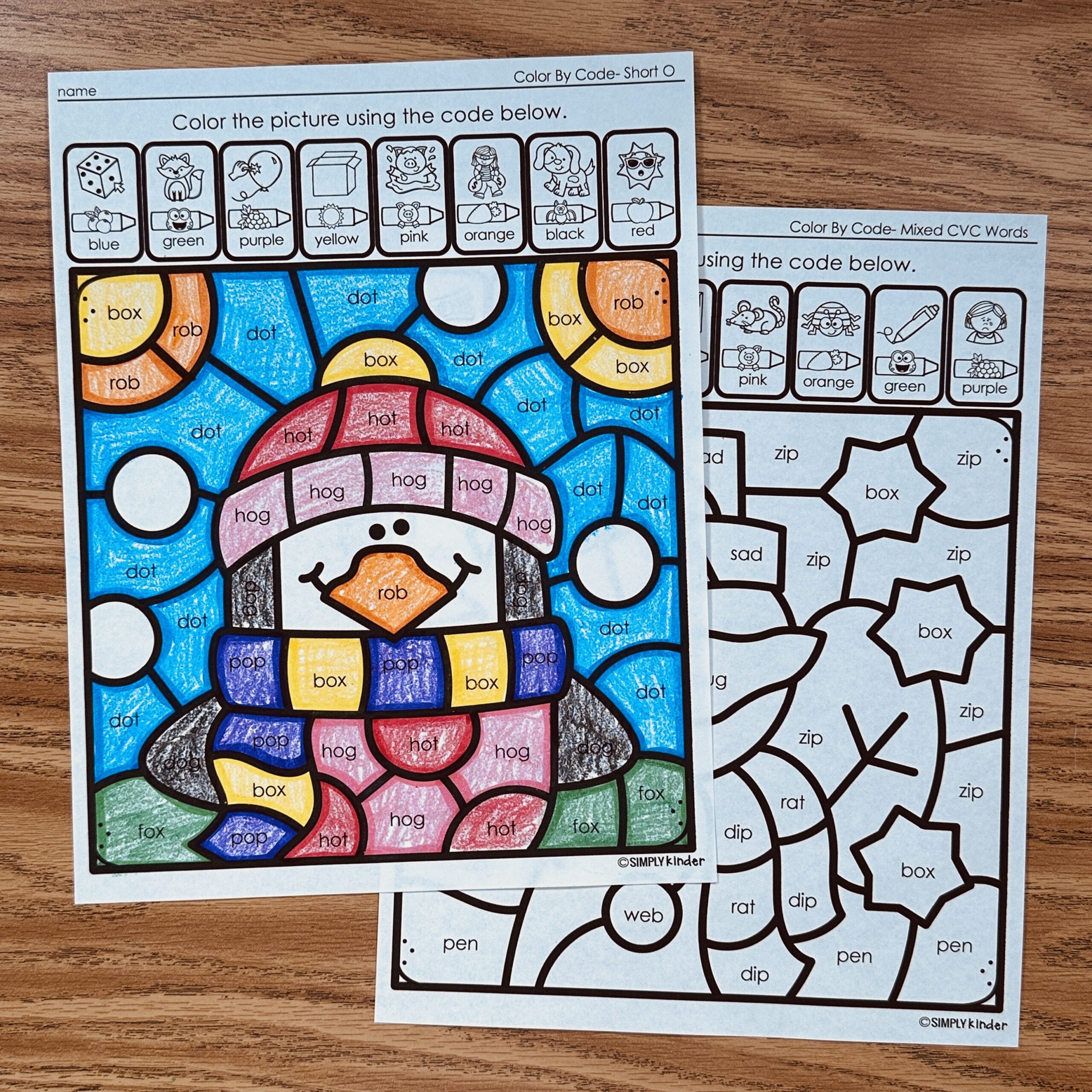 Winter CVC Color By Codes Printables - Simply Kinder + Printable Membership
