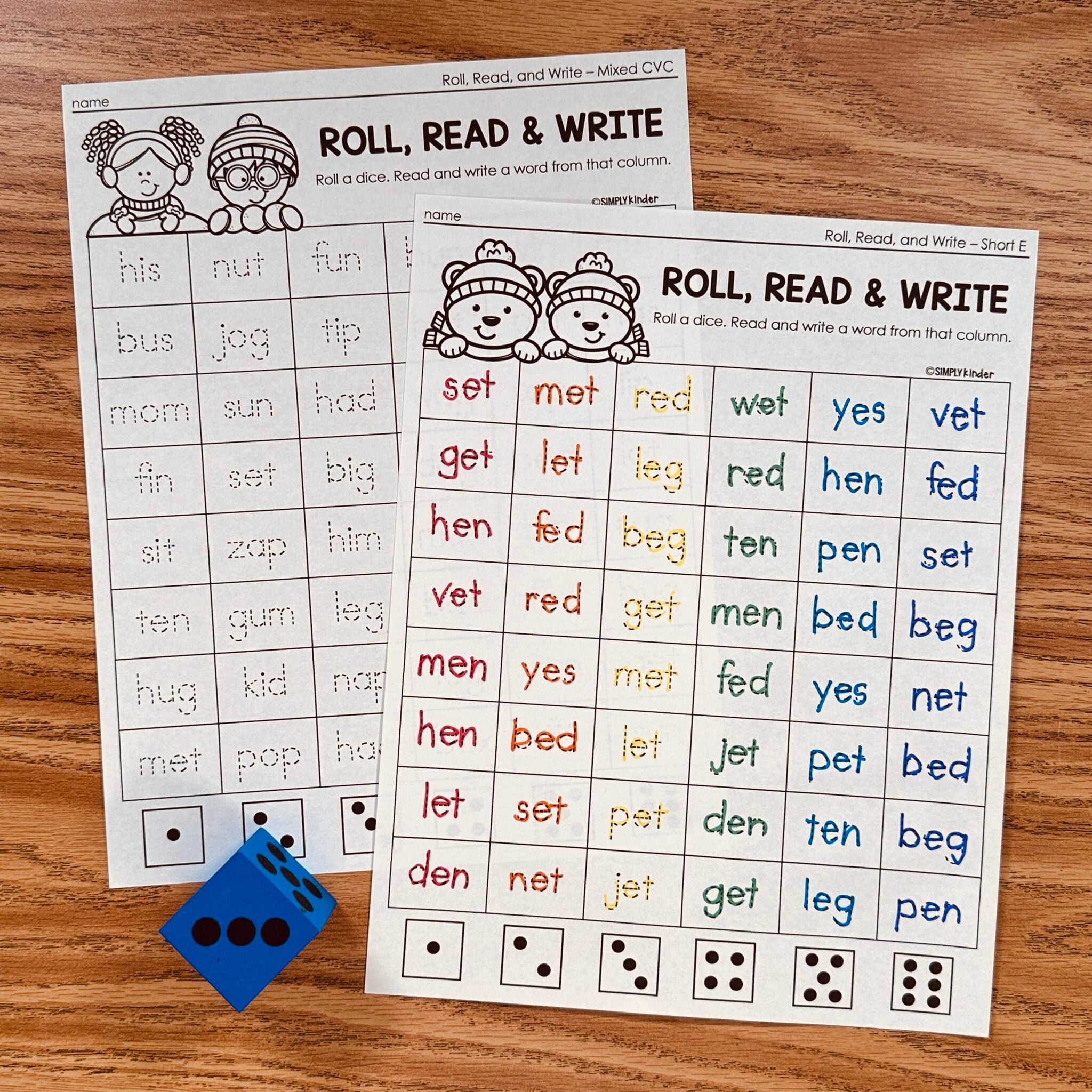 Winter CVC Roll, Read, And Write - Simply Kinder + Printable Membership