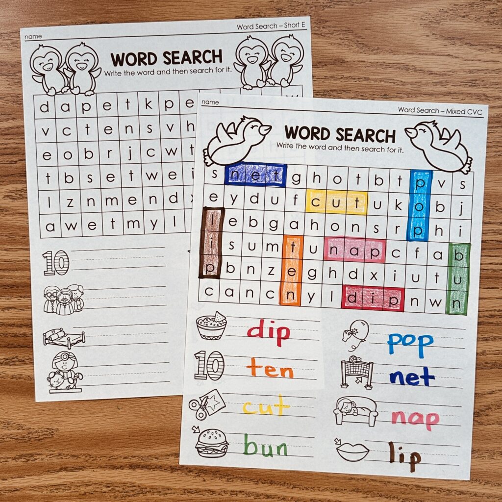 Winter CVC Word Search Printables - Simply Kinder + Printable Membership