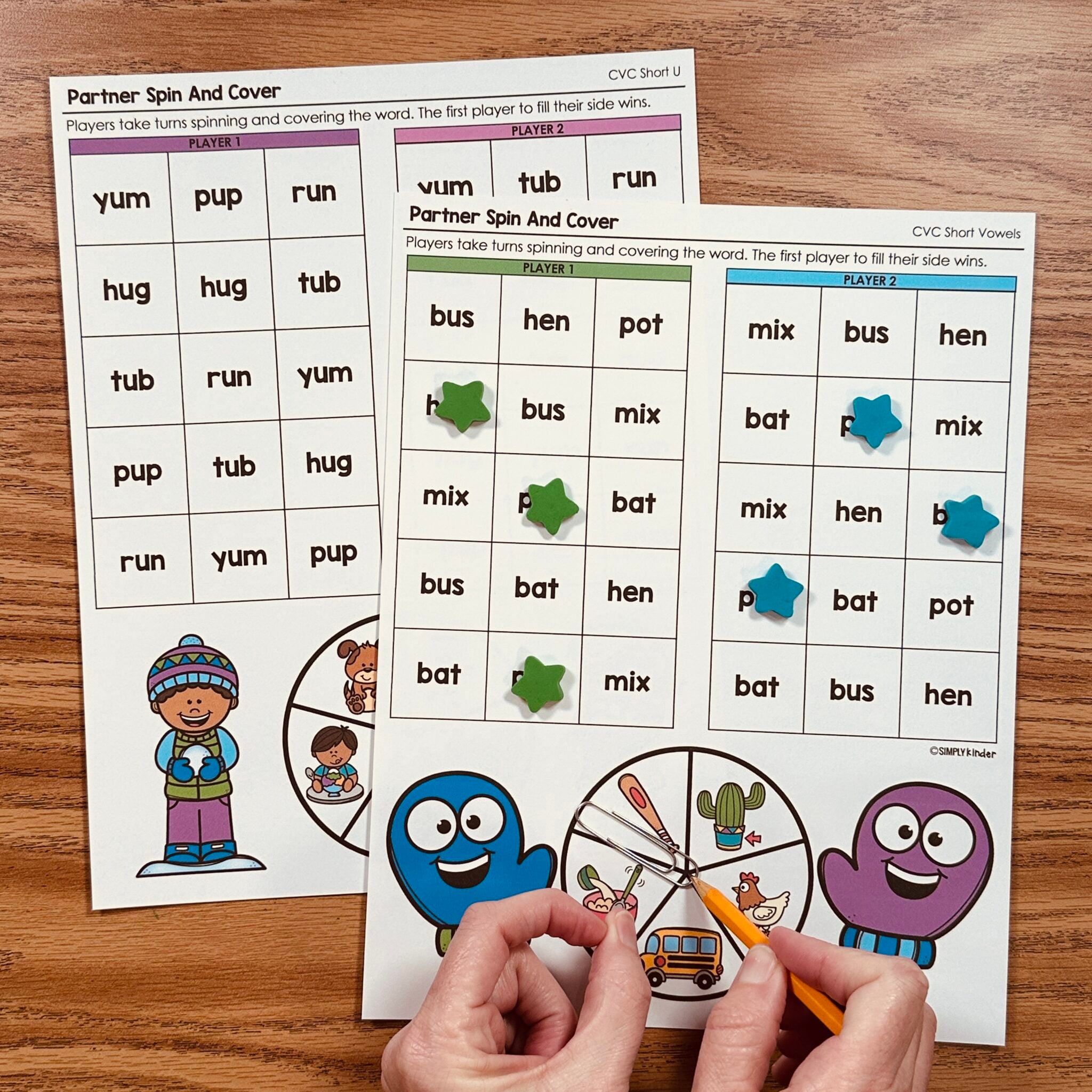 Winter CVC Partner Spin And Cover No Prep Game - Simply Kinder ...