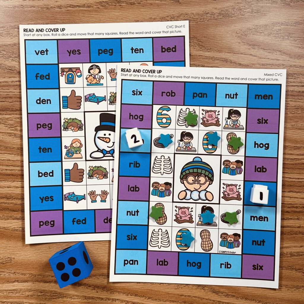 Winter CVC Read And Cover Up No Prep Game - Simply Kinder + Printable ...