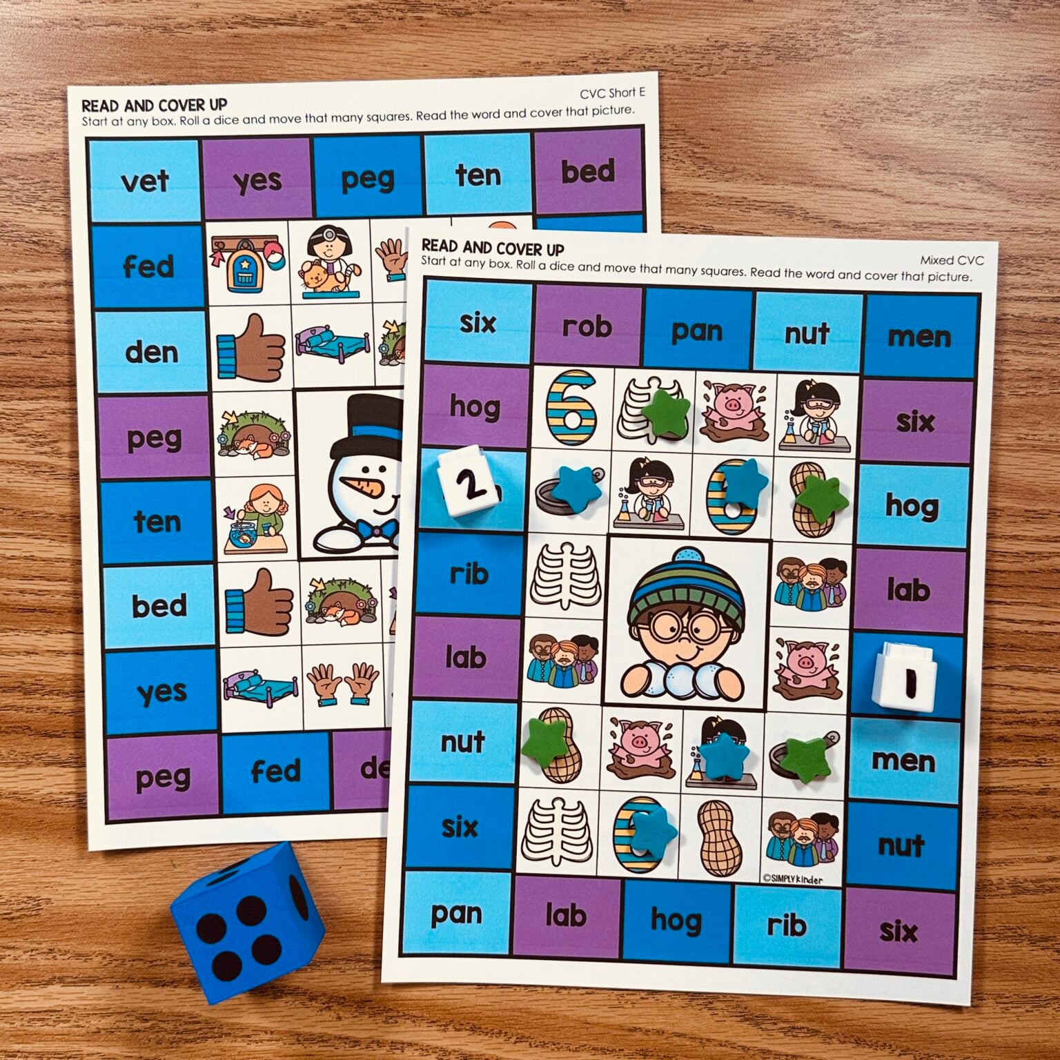 Winter CVC Read And Cover Up No Prep Game - Simply Kinder + Printable ...