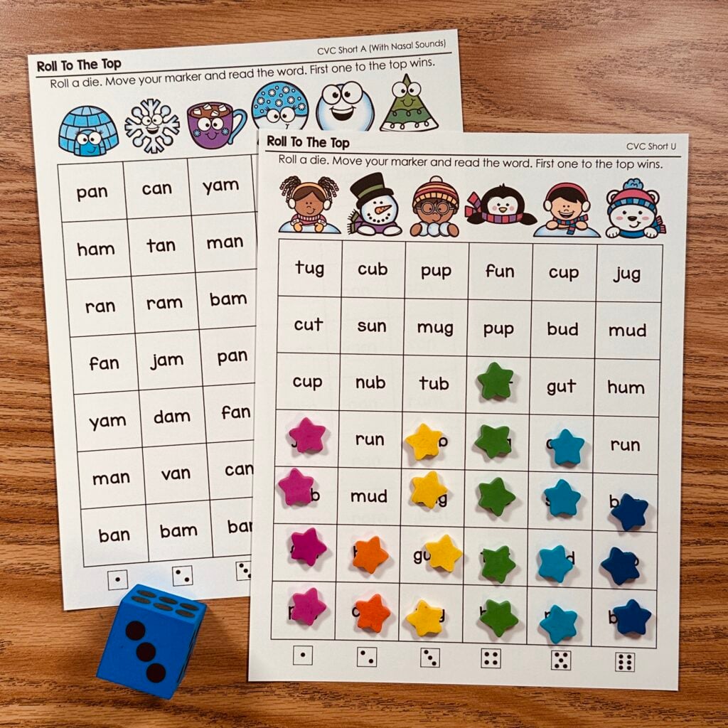 Winter CVC Roll To The Top Games - Simply Kinder + Printable Membership