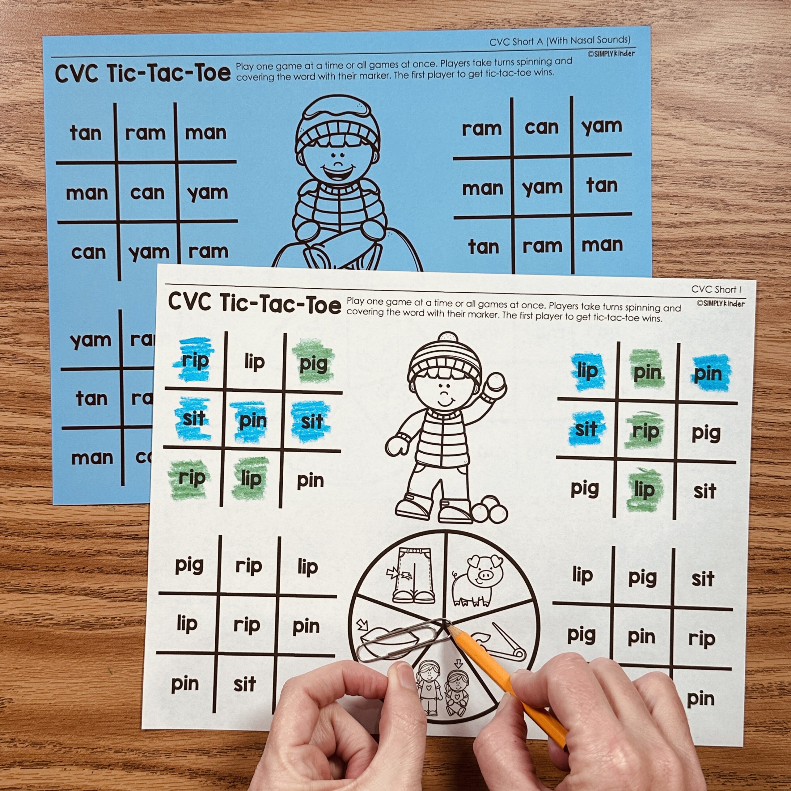 Winter CVC Tic-Tac-Toe No Prep Game - Simply Kinder + Printable Membership
