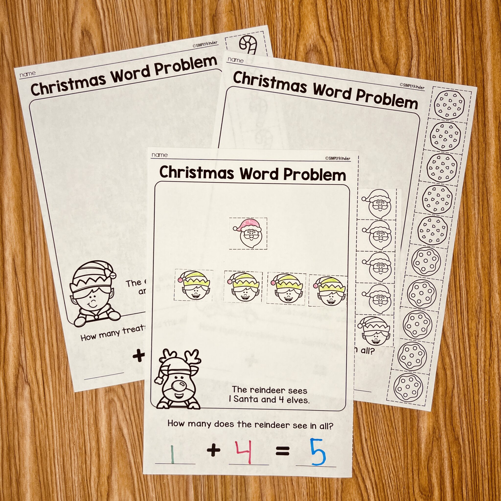 Christmas Addition Word Problems Worksheets - Simply Kinder + Printable ...