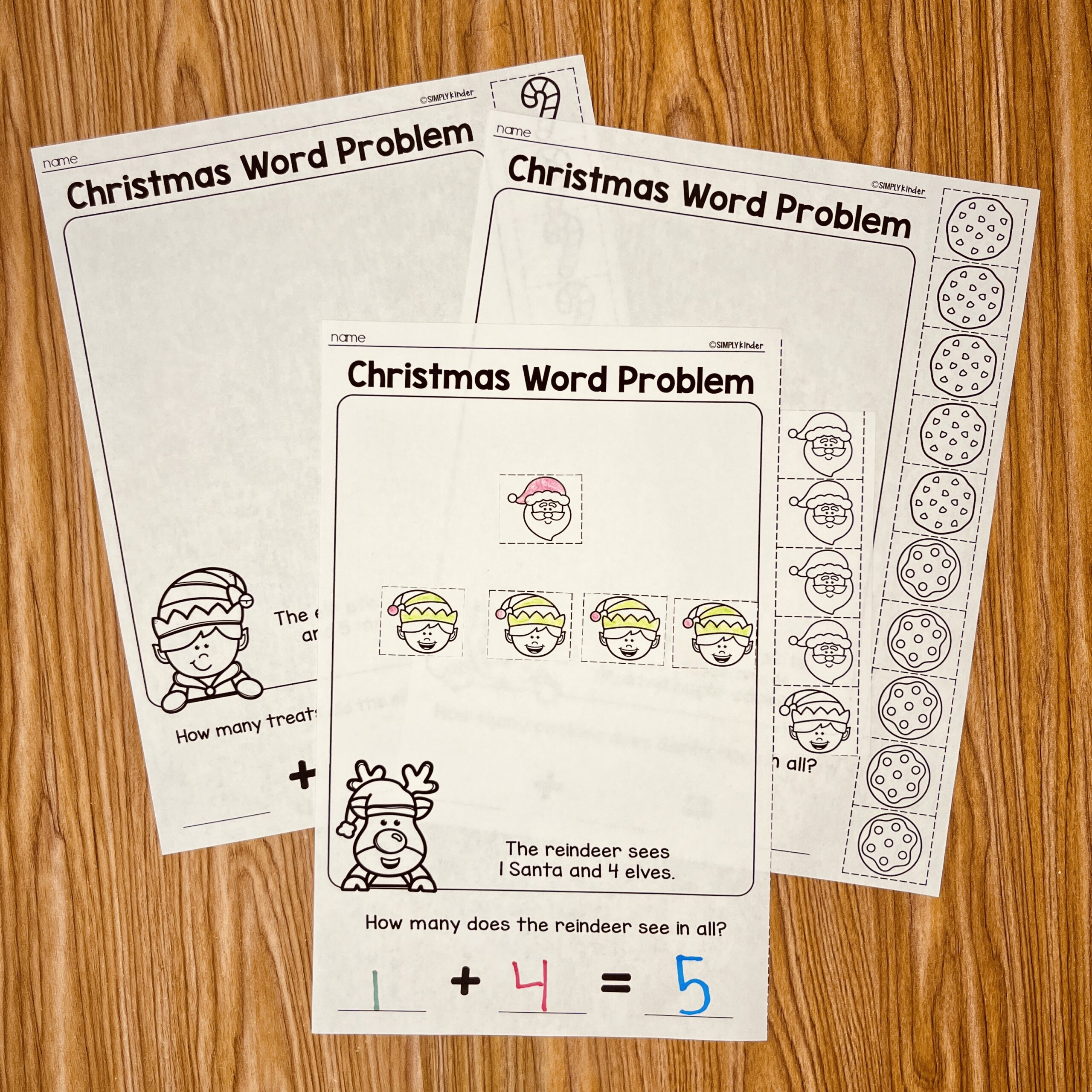 Christmas Addition Word Problems Worksheets - Simply Kinder + Printable ...