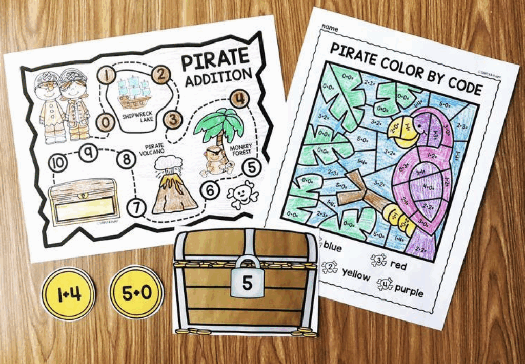 Free Pirate Math Printables - Simply Kinder + Printable Membership